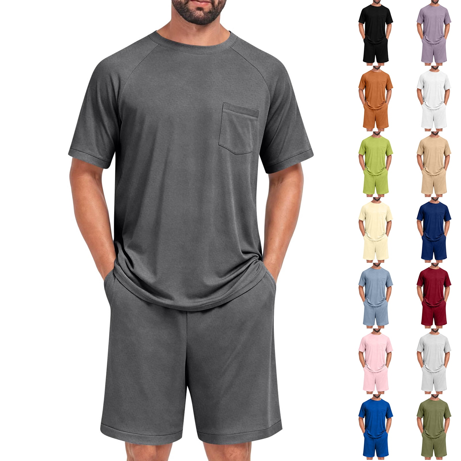 BRANROY Mens Pajamas Set Comfy Lightweight - Summer Pajamas for Men ...
