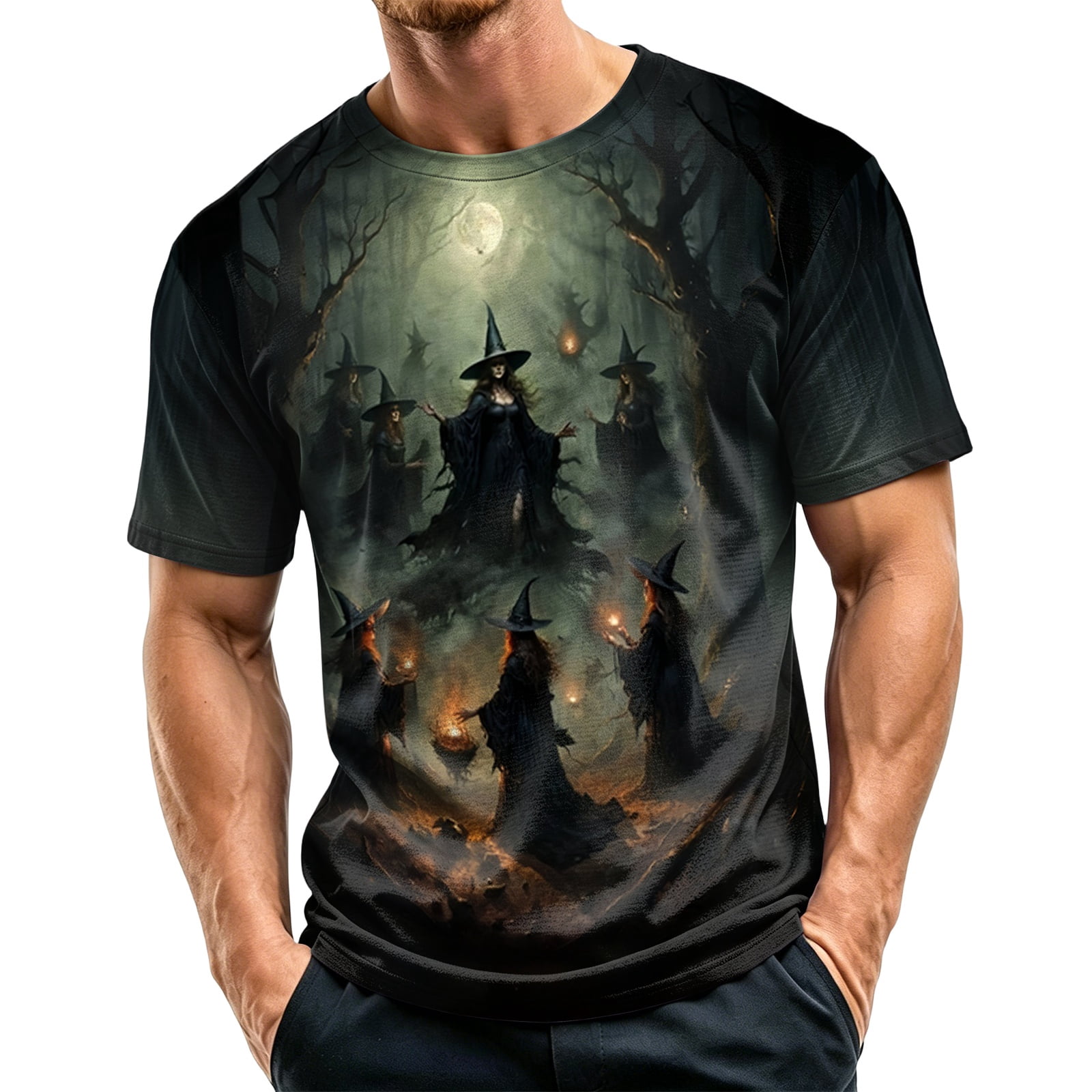 BRANROY Mens T-Shirts Halloween Round Neck - Short Sleeve Breathable ...