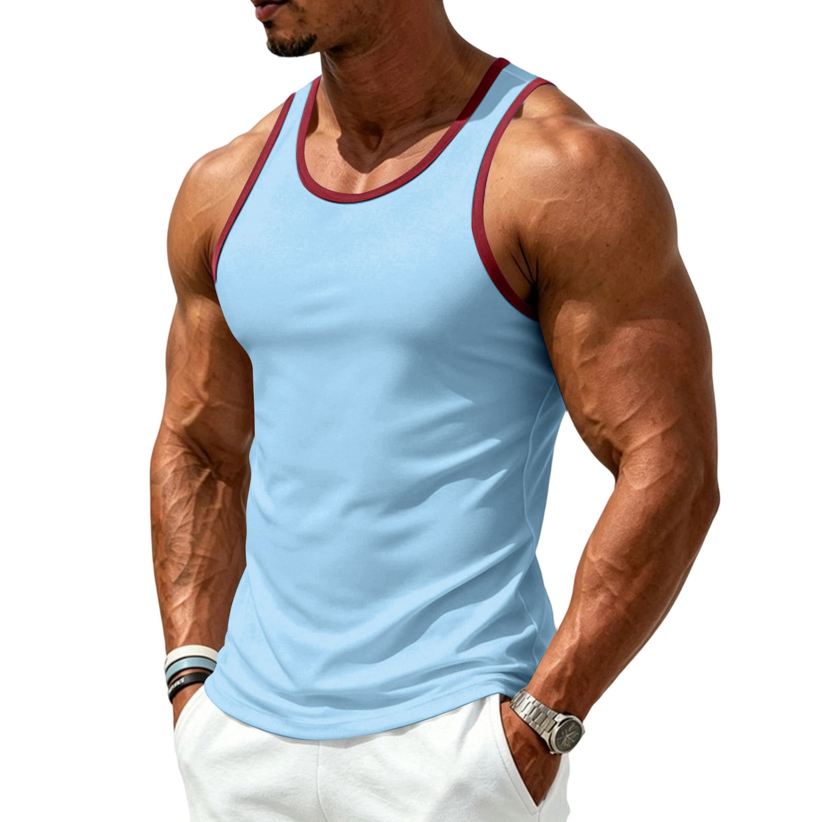 BRANROY Mens Vintage Plus Size Stretch Sport Tank Top - Tank Tops for ...