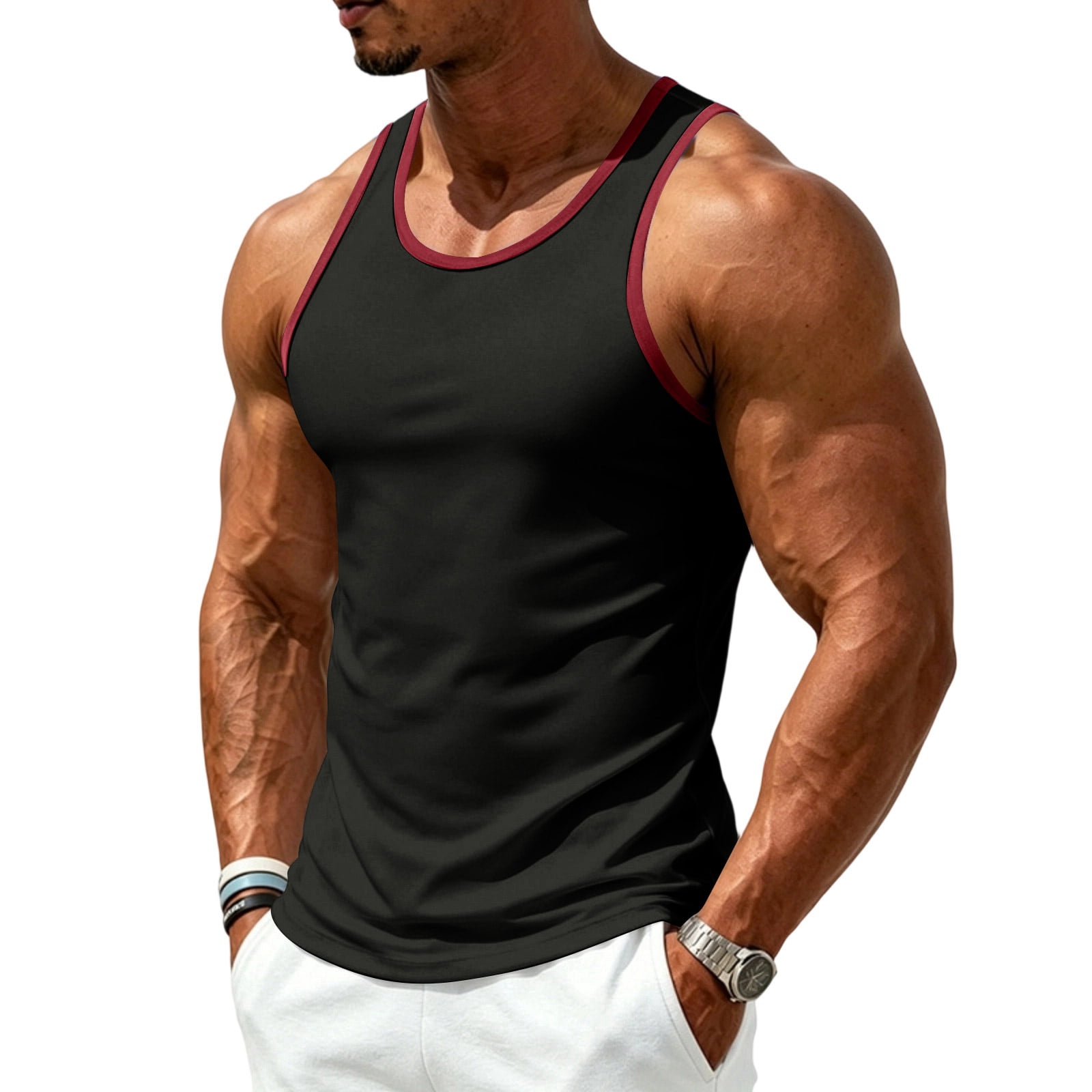 BRANROY Mens Vintage Plus Size Stretch Sport Tank Top - Tank Tops for ...