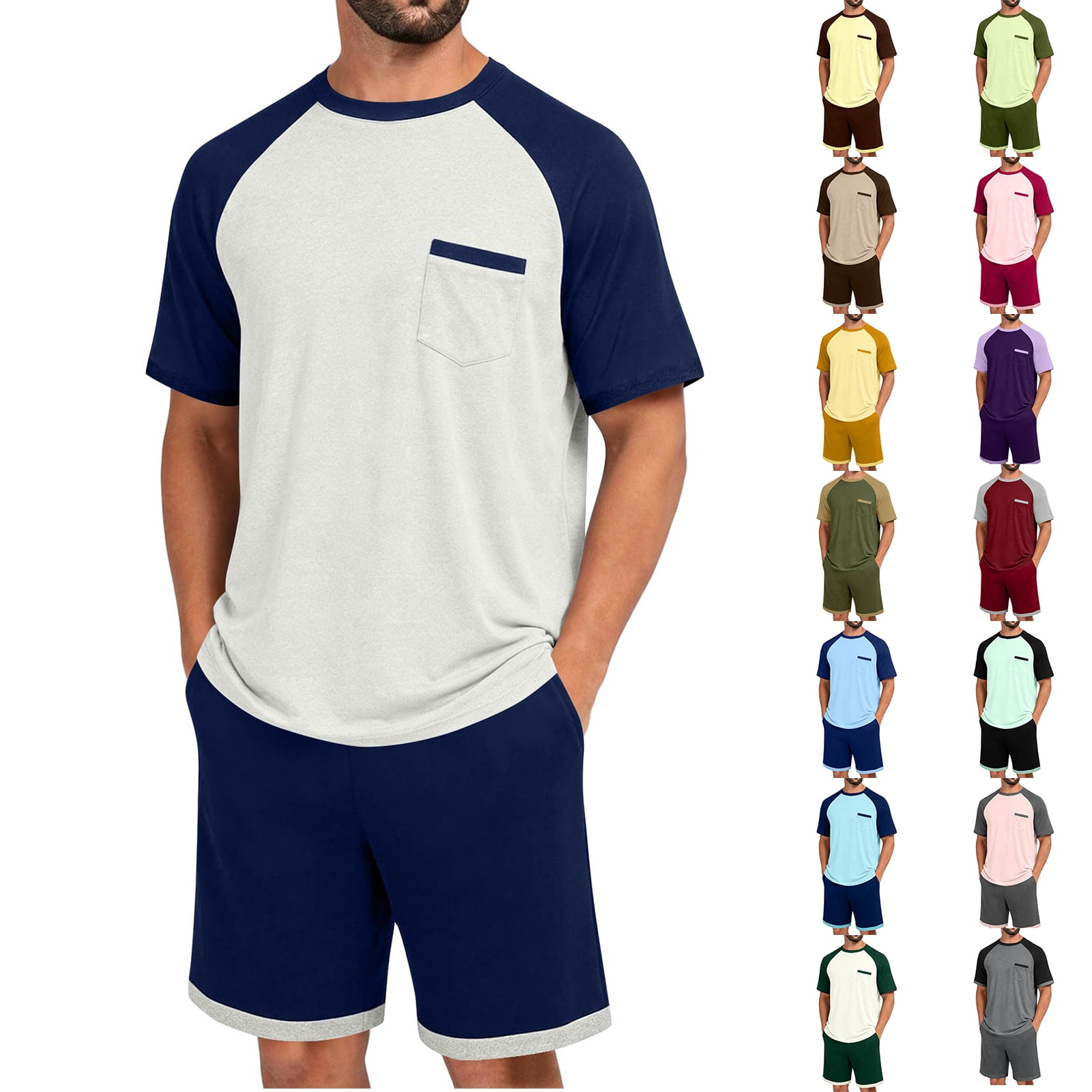 BRANROY Pajamas for Men Summer Comfy - Mens Pajamas Set Lightweight ...