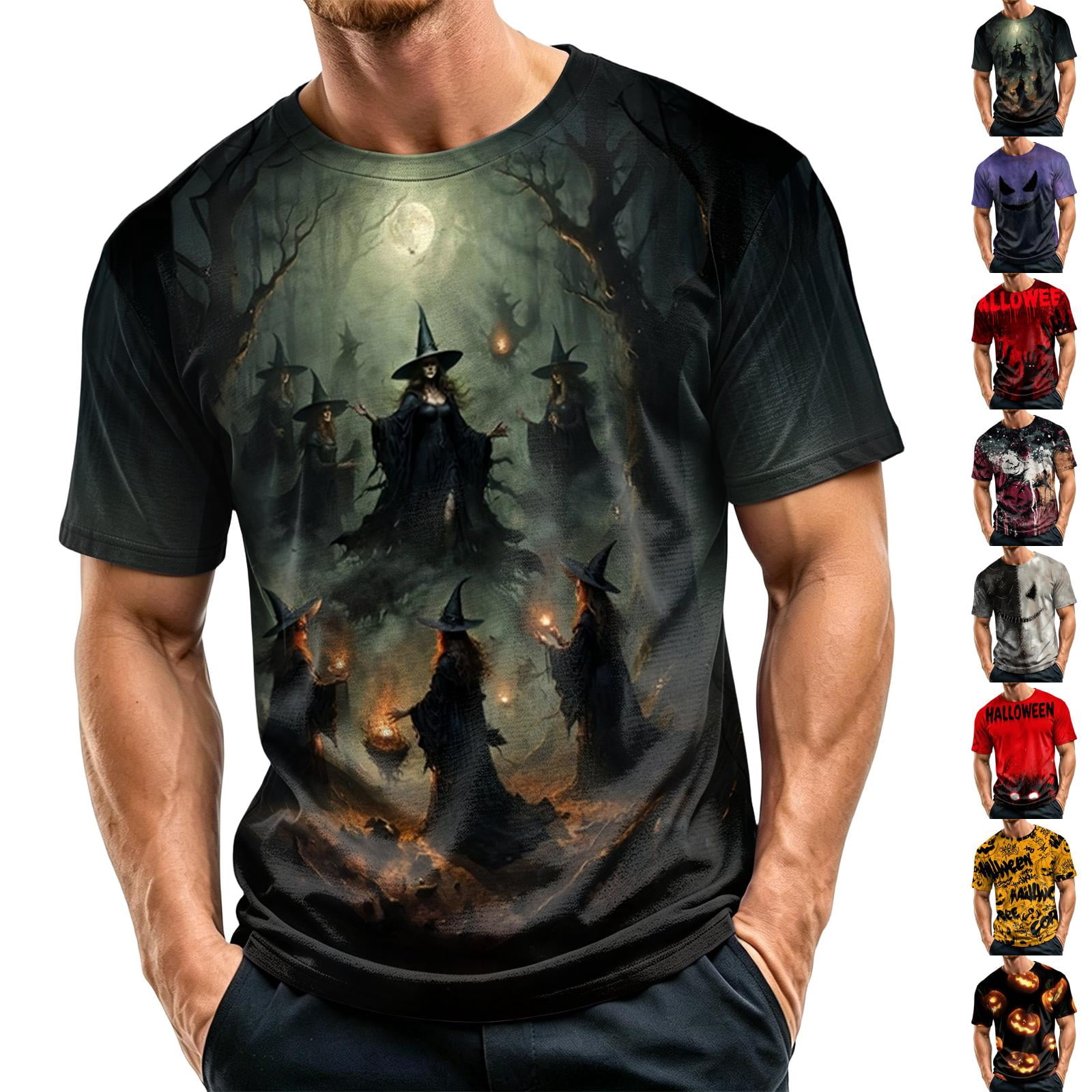 BRANROY Soft Mens Halloween Crewneck T-Shirt - Lightweight Breathable ...