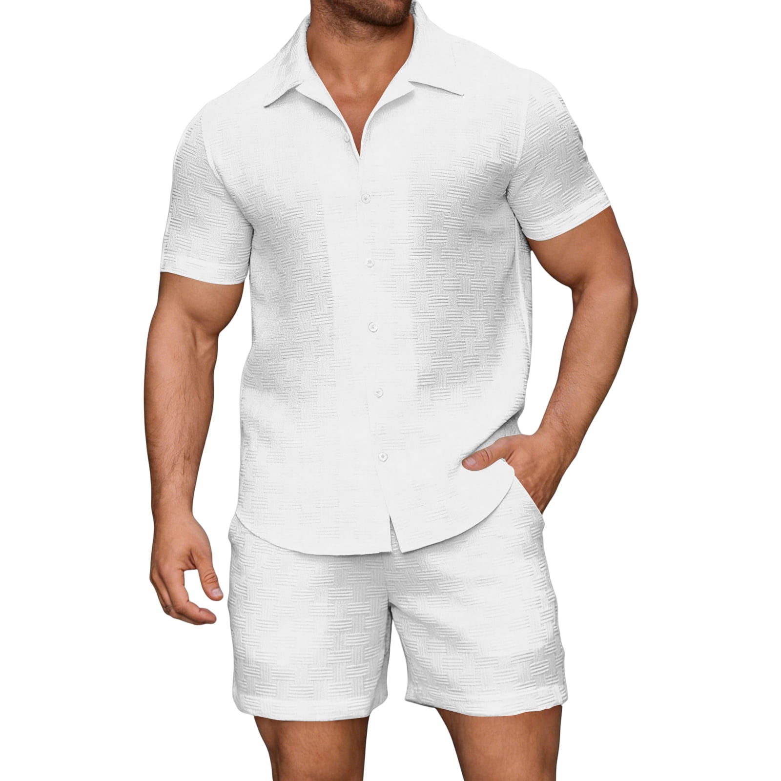 BRANROY Summer Outfit Set Men's Casual Loose Short-Sleeve Trendy Shorts ...