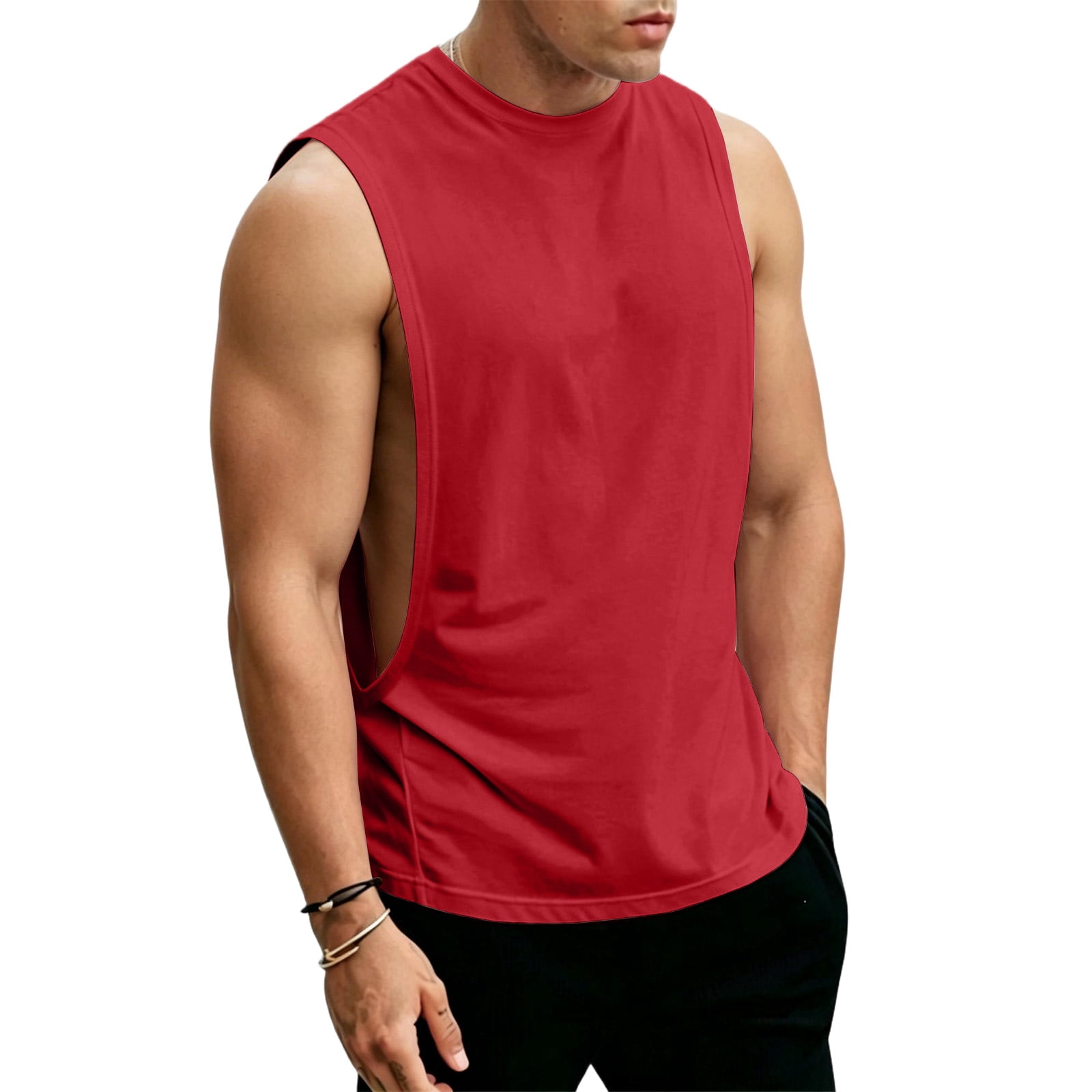 BRANROY Tank Tops Men Open Side Fitness - Mens Sleeveless Tee Shirts ...