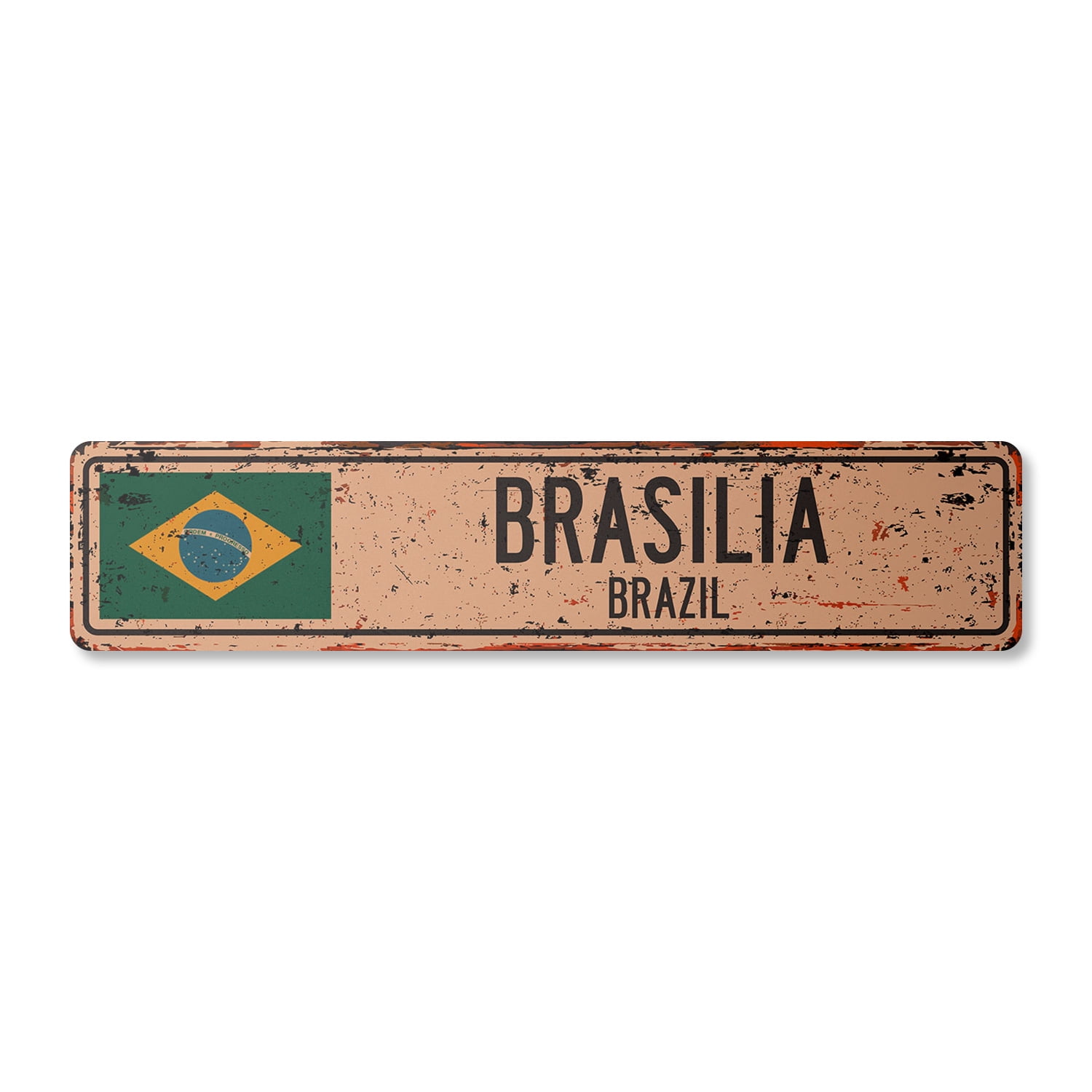 BRASILIA BRAZIL Vintage Aluminum Street Sign Brazilian flag city ...