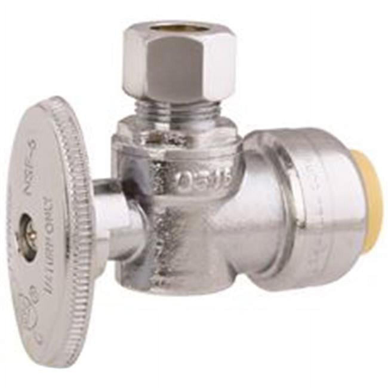 BRASS PUSH-FIT ANGLE STOP, 1/2 IN. X 3/8 IN. OD COMPRESSION, LEAD-FREE ...