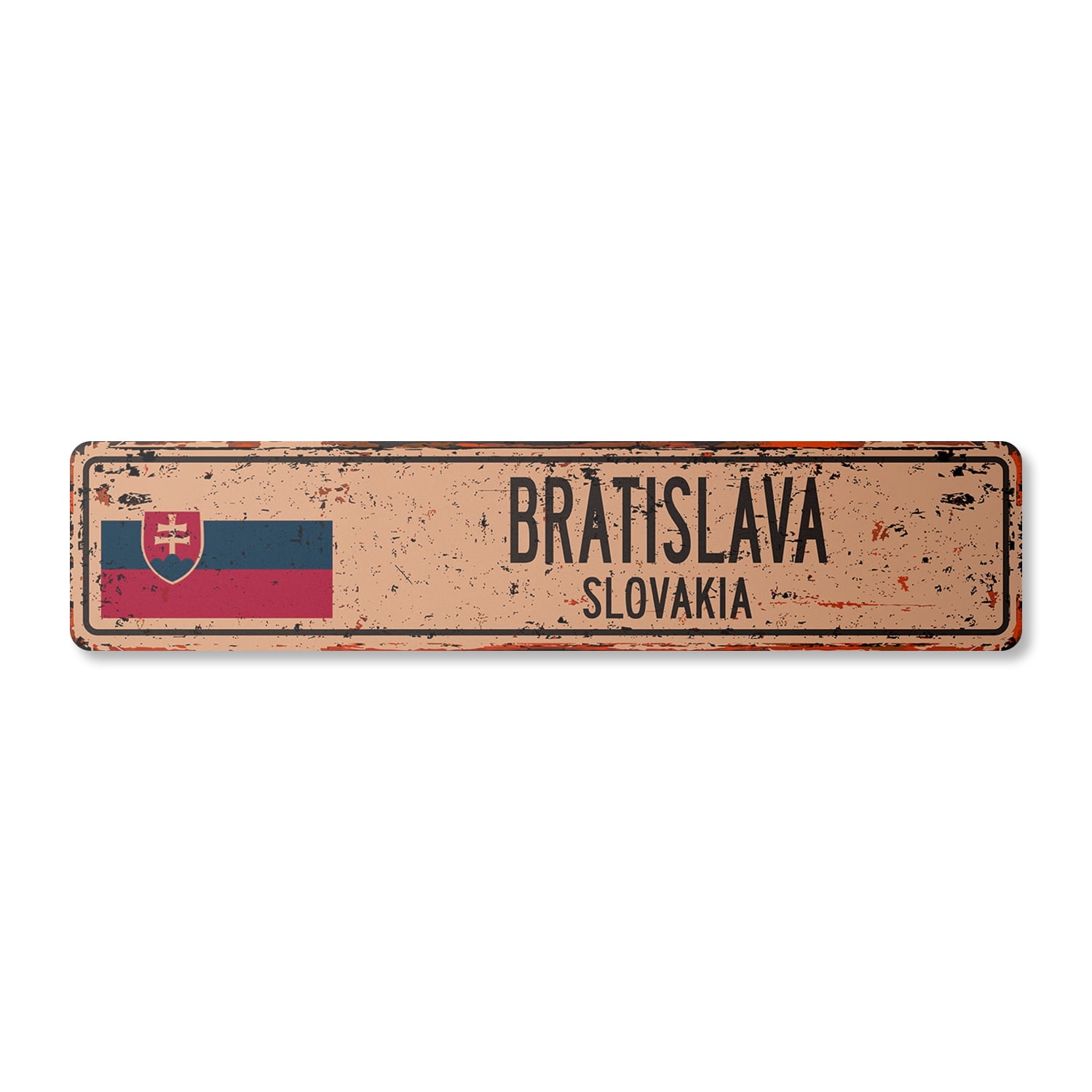 BRATISLAVA SLOVAKIA Vintage Plastic Street Sign Slovak flag city ...