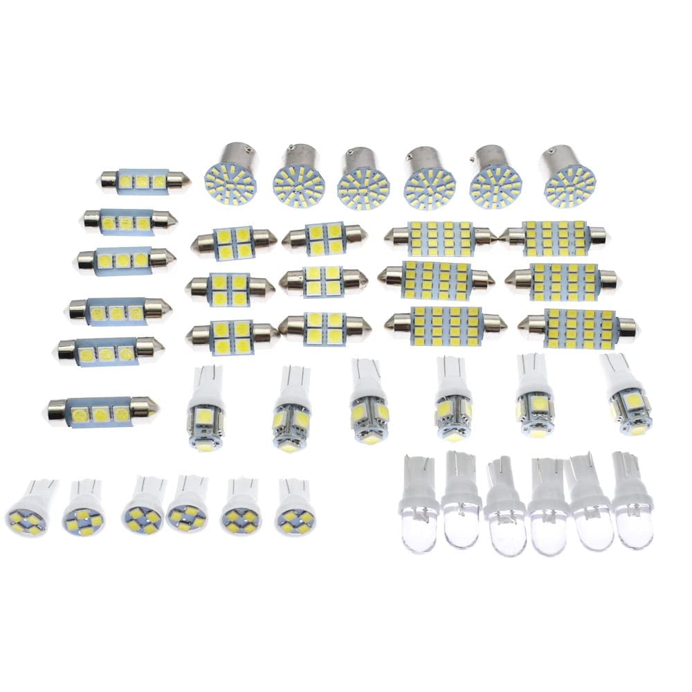 BRAVECOW 42 Pieces Dome Light LED Car Bulb Kit Set T10 31 mm 36 mm 41 mm LED Light Bulbs ...