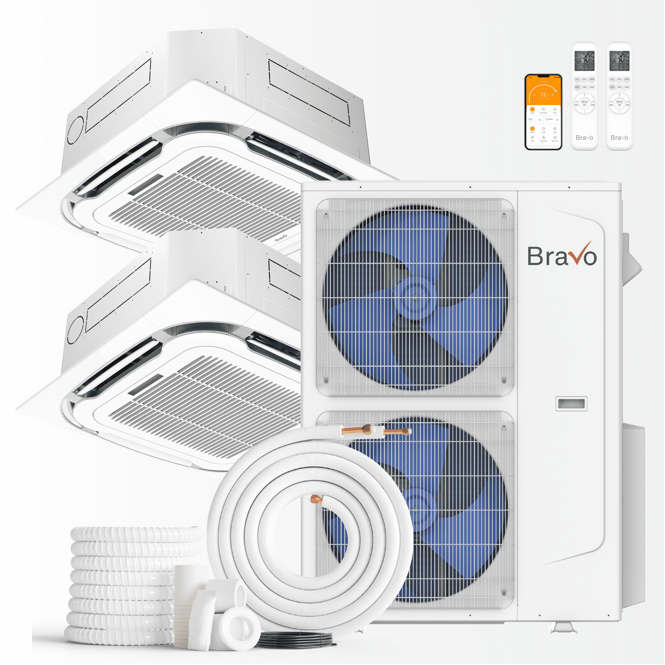 BRAVO 42,000 BTU Dual Zone 18000 + 24000 BTU Ceiling Cassette Ductless ...