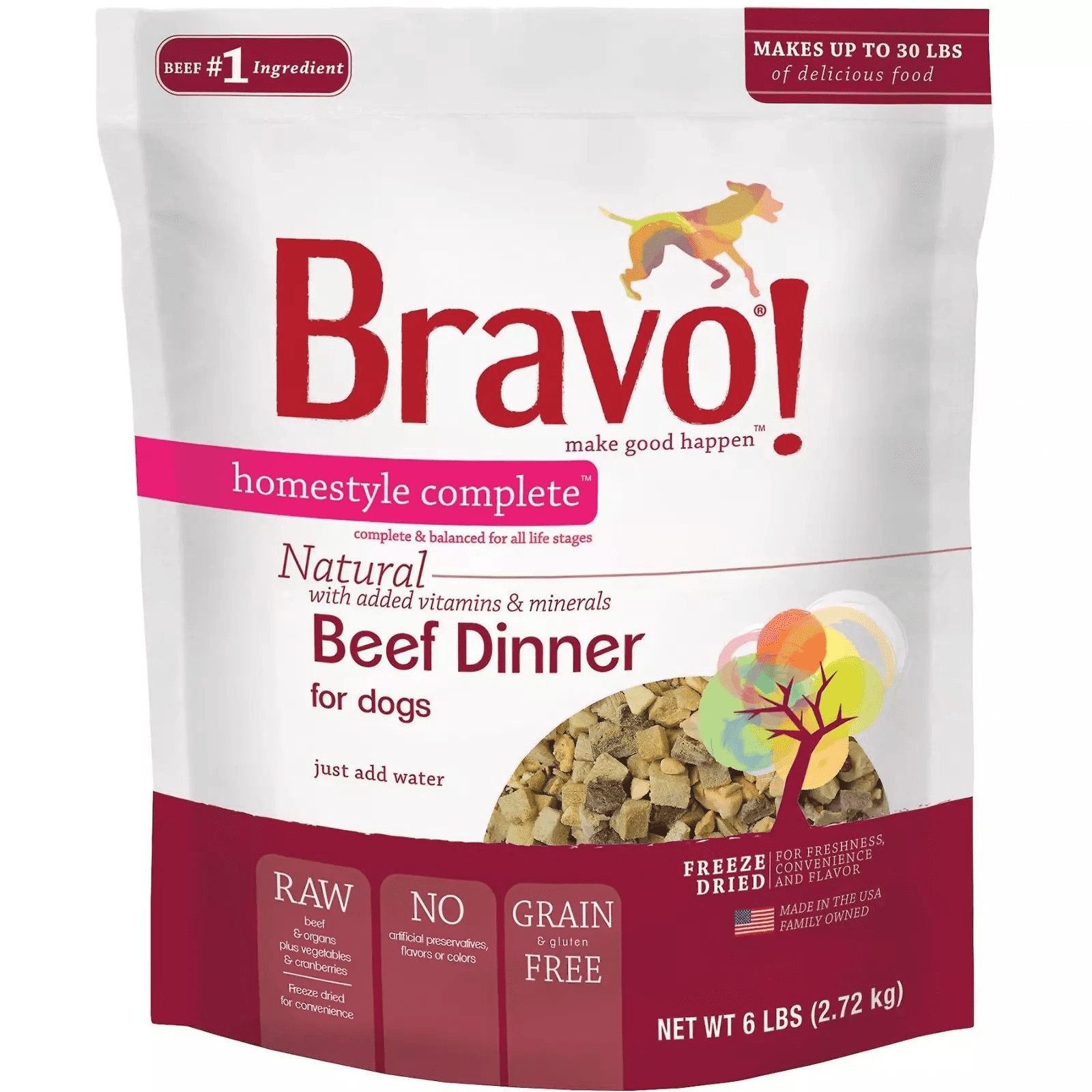 BRAVO! HOMESTYLE COMPLETE BEEF DINNER OR TOPPER FOR DOGS DOG FOOD 4 LB ...