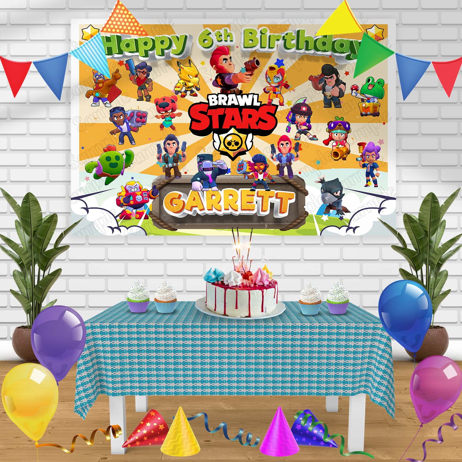 BirthdayJungle BRAWL STARS Birthday Banner, Personalized Party Backdrop ...