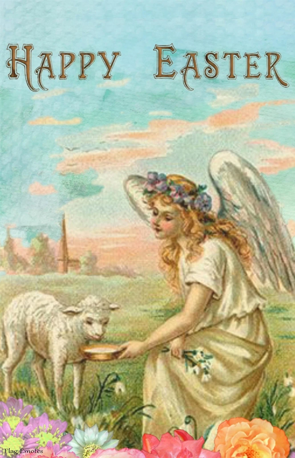 BRAWN- Happy Easter Garden Flag Angel Lamb Religious Spring Outdoor ...