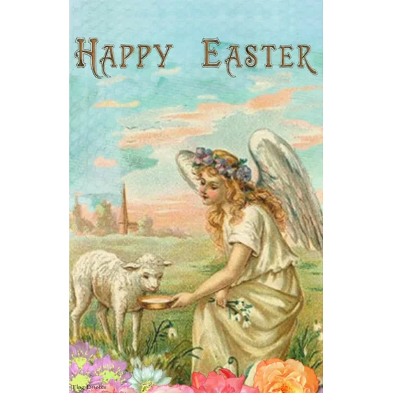 BRAWN- Happy Easter Garden Flag Angel Lamb Religious Spring Outdoor ...