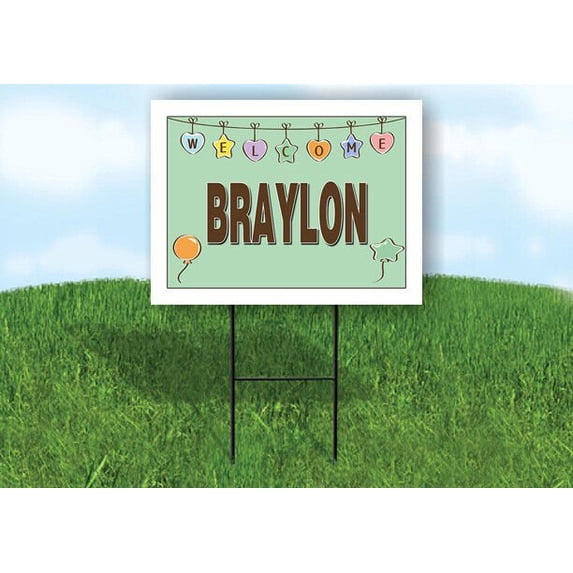 BRAYLON WELCOME BABY GREEN 18 in x 24 in Yard Sign Road Sign with Stand ...