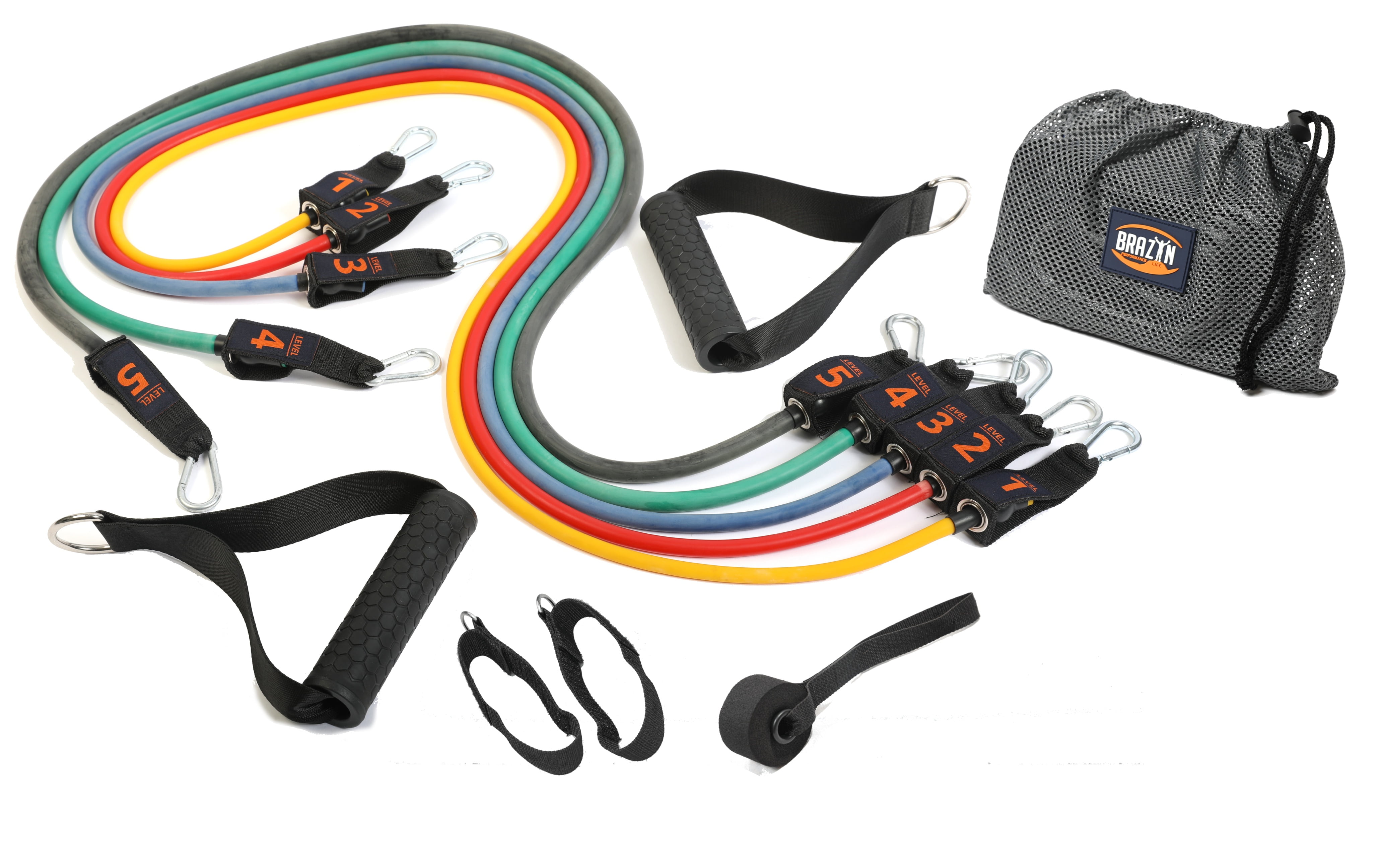 BRAZYN - Resistance Bands Kit (with Handles) - 12-Piece Set With Travel ...