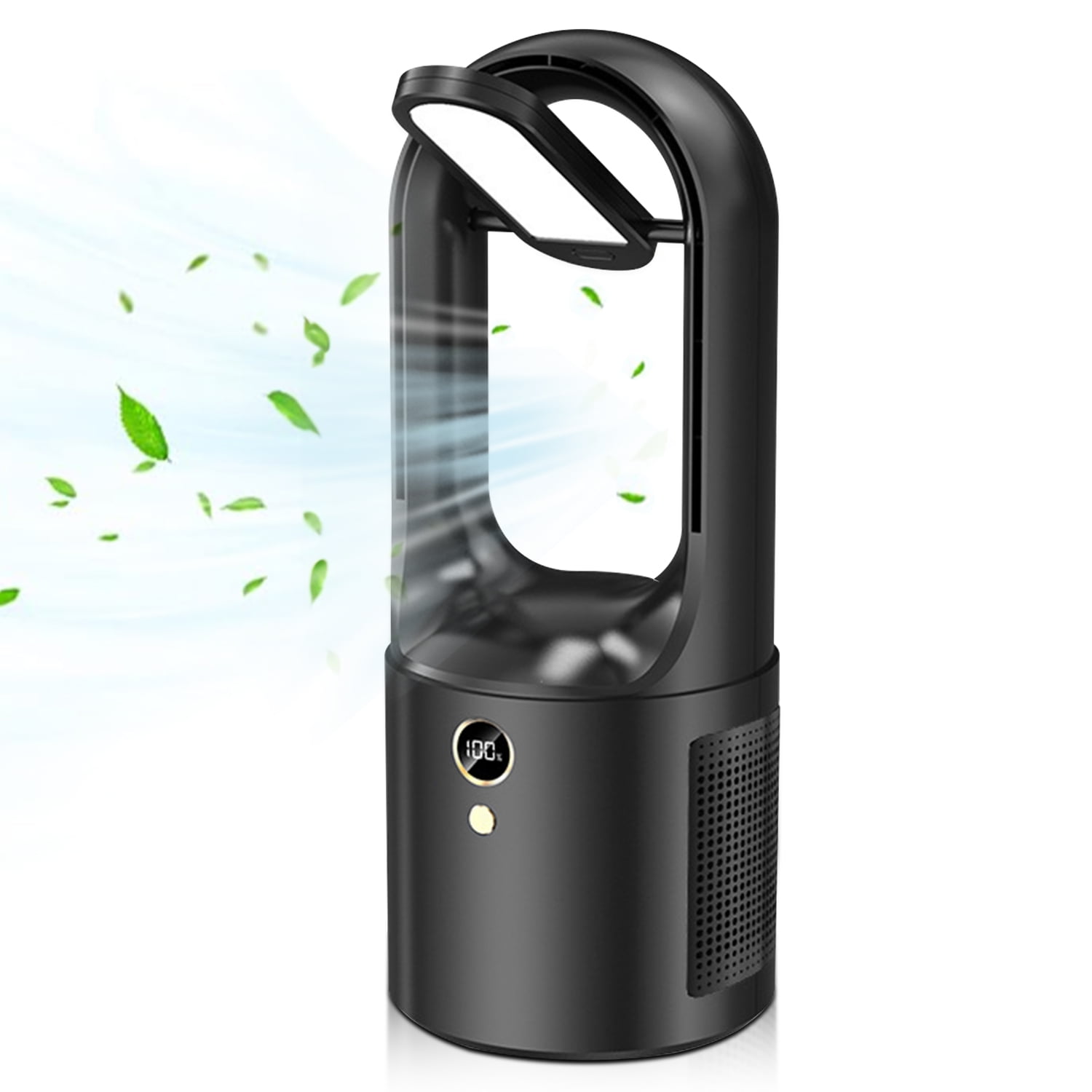 BRC 13 inch Silent Bladeless Desk Fan with LED Light, 6 Speeds, 3 Light ...