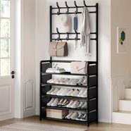 Furinno 4-Tier Turn-S-Tube No-tools Durable Shoe Rack, Plastic and Wood ...