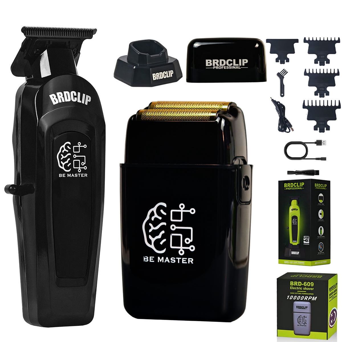BRDCLIP High Power Professional Barber 2PC Set 8000rpm Shaver Sculpting ...