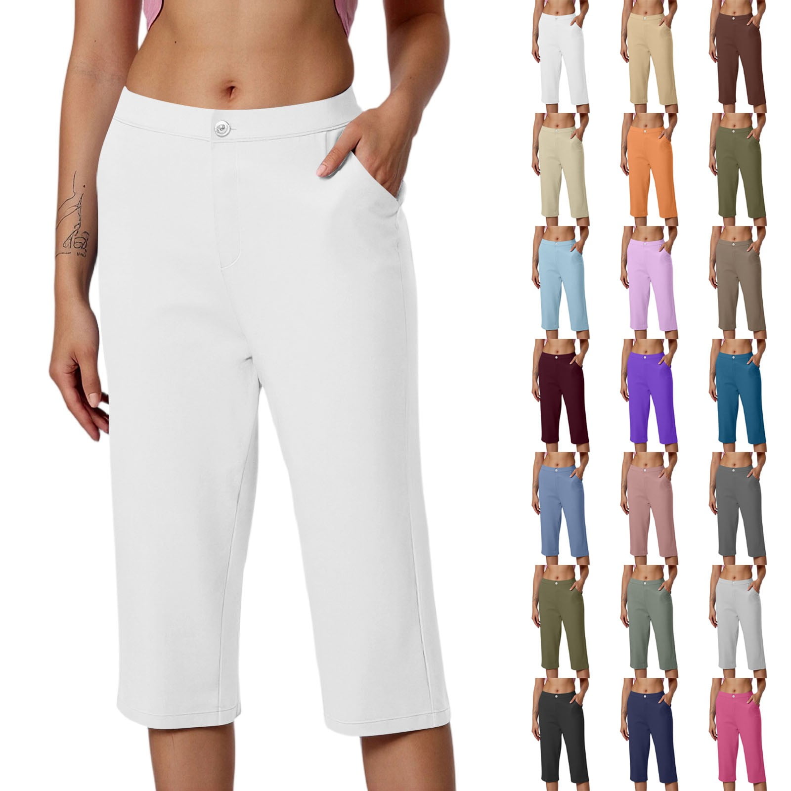 BRDFRL Capri Pants for Women Casual Summer Stretch Golf Office Work ...