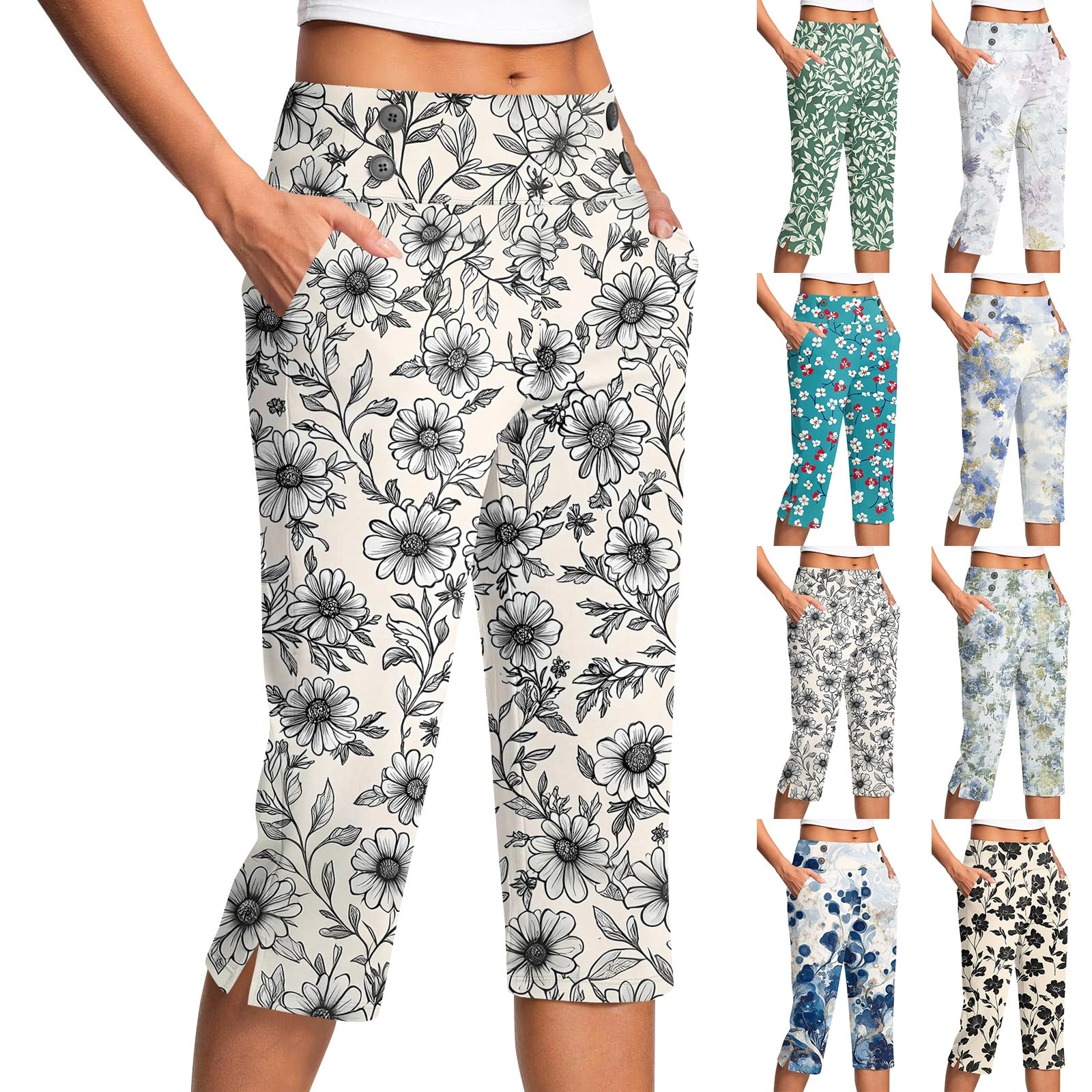 BRDFRL Capri Pants for Women Casual Summer Stretch Golf Office Work ...