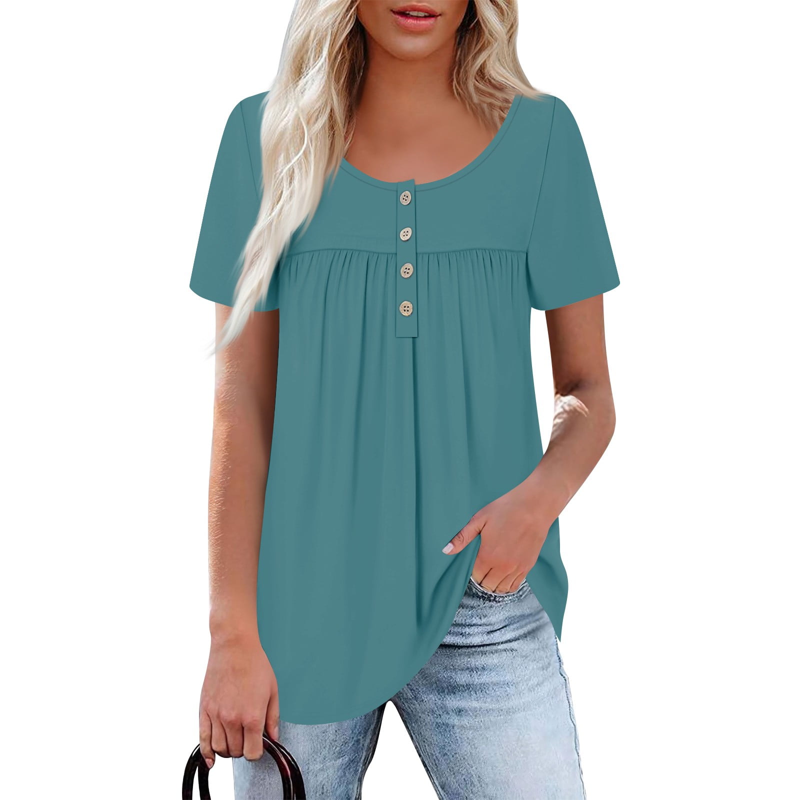 BRDFRL Dressy Tops for Women Tie Dye Short Sleeve Floral Print T Shirts ...