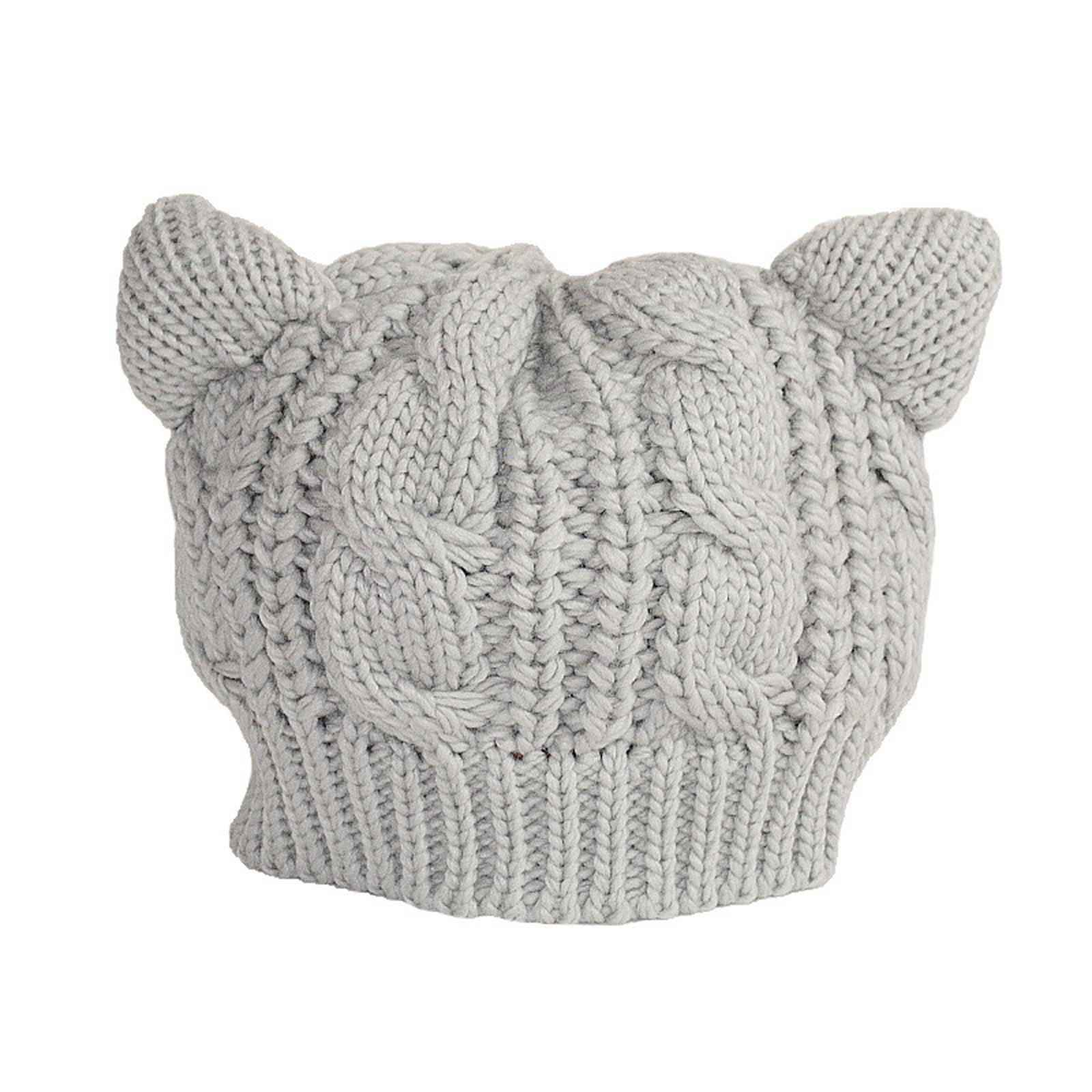 BRDFRL Handmade Knit Pussycat Hat Women's March Parade Cap Cat Ears ...
