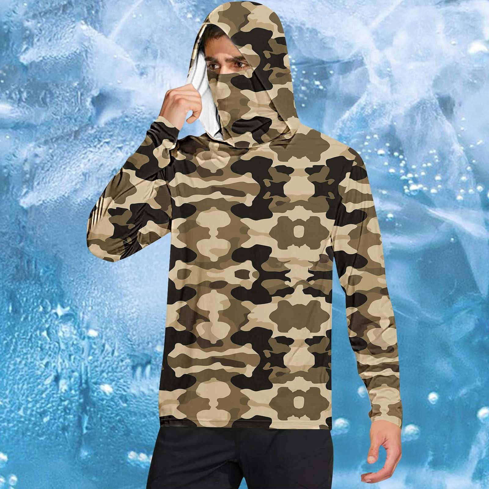 BRDFRL Men’s Hiking Camo Shirt with Mask UPF 50+ Hoodie Fishing ...