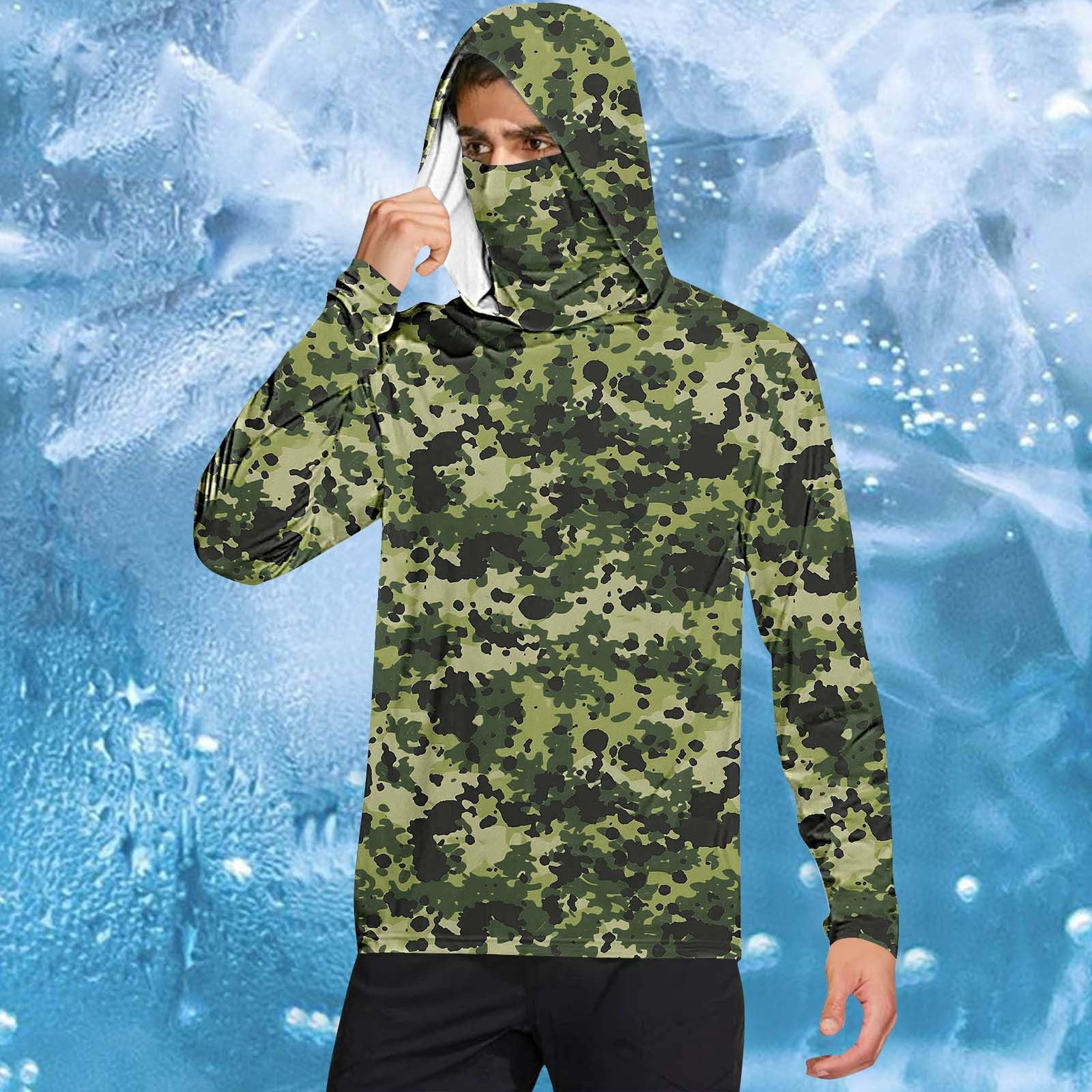 BRDFRL Men’s Hiking Camo Shirt with Mask UPF 50+ Hoodie Fishing ...