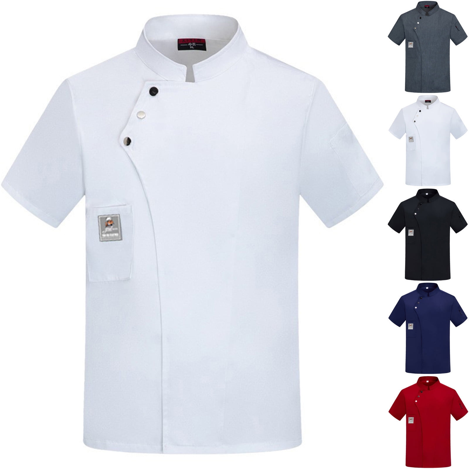 BRDFRL Men's Short Sleeve Unisex Chef Coat Slim Fit with Hidden Vent ...