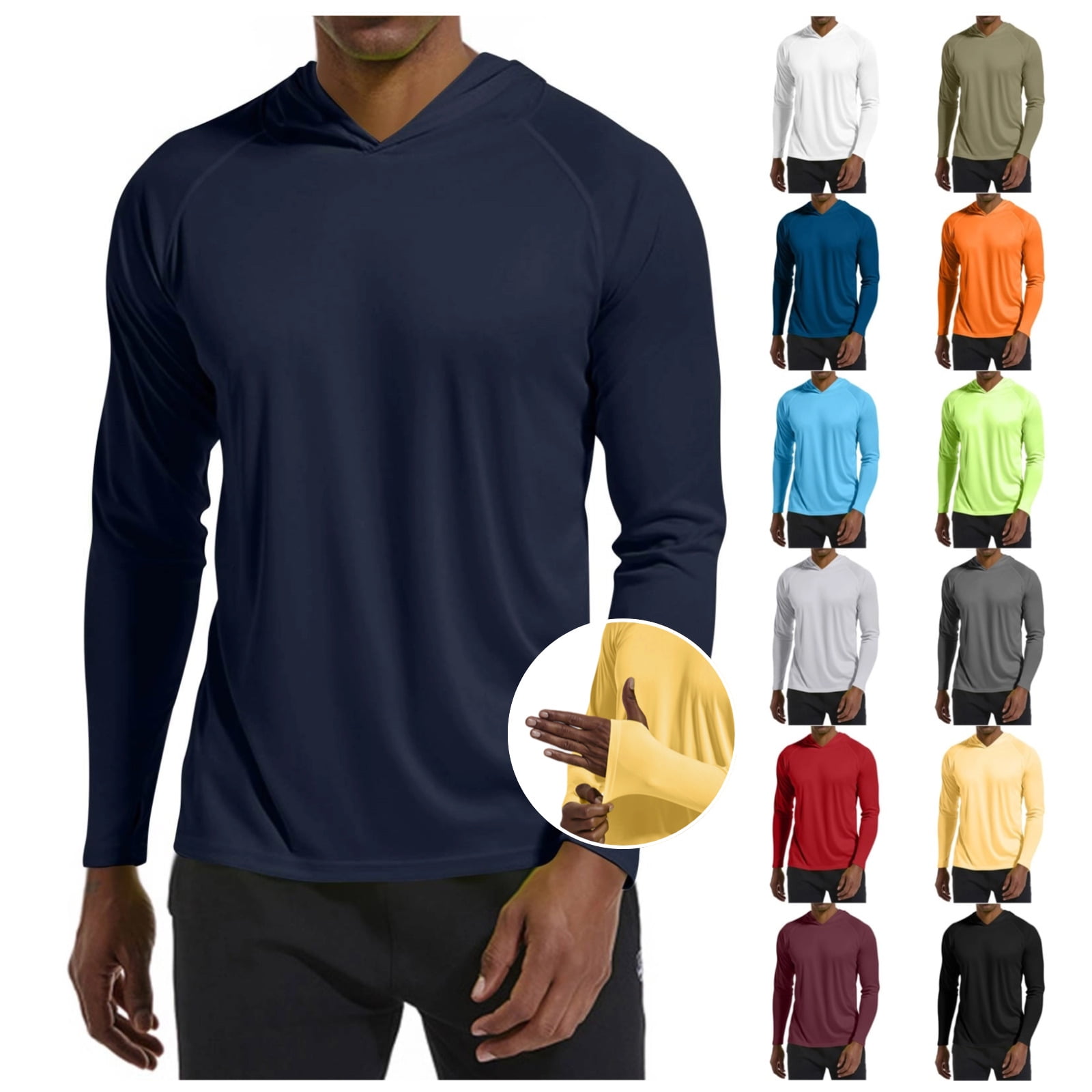 BRDFRL Men's Sun Hoodie Long Sleeve UPF 50+ UV Protection Fishing Shirt ...