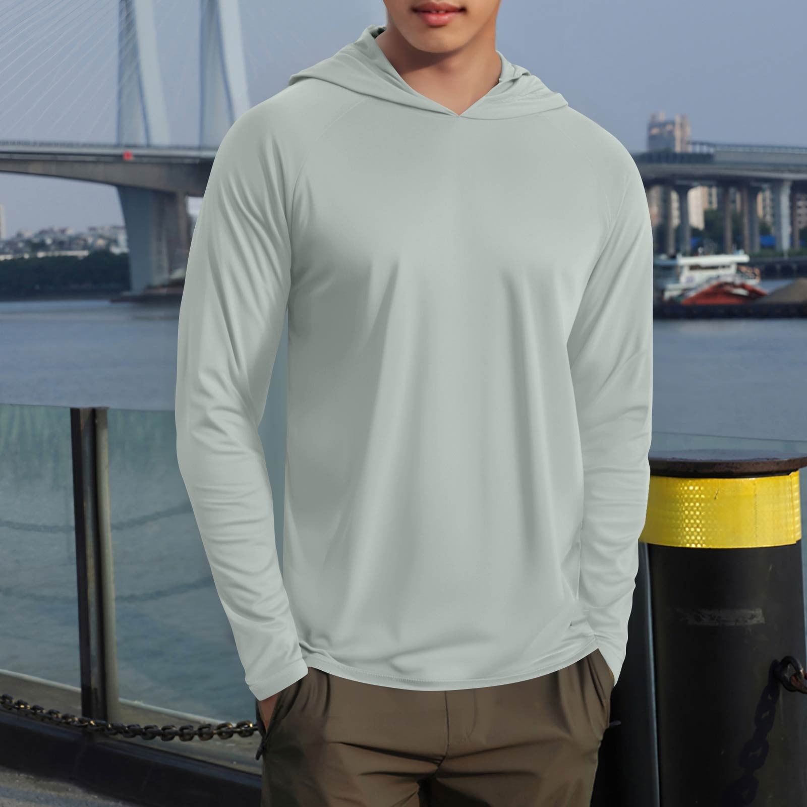 BRDFRL Men's Sun Protection Hoodie Shirt UPF 50+ Long Sleeve UV SPF T ...