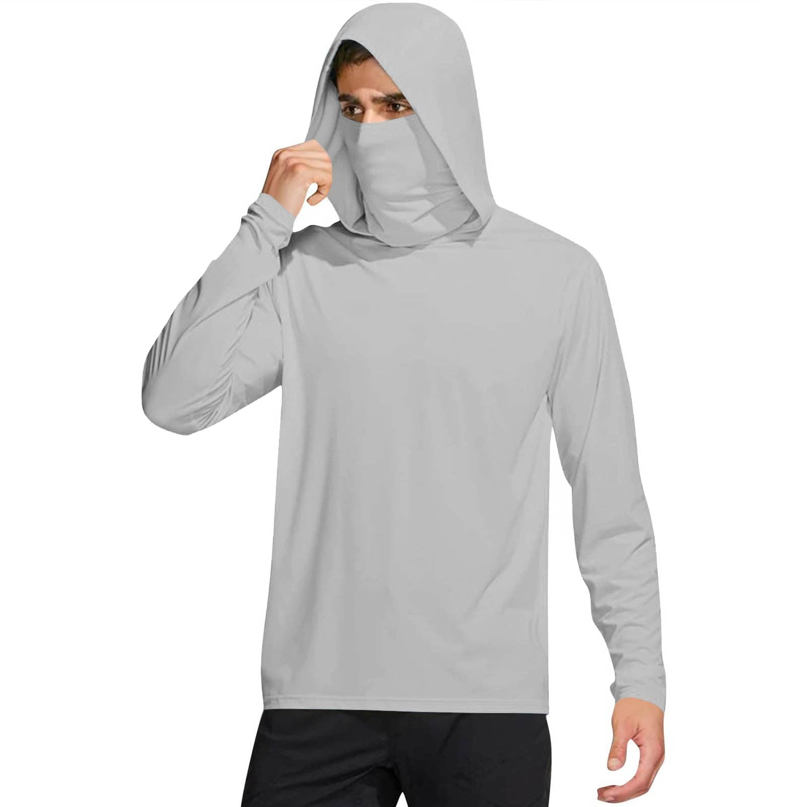 BRDFRL Men’s UPF 50+ Hoodie Shirt with Mask Long Sleeve Permanent UV ...