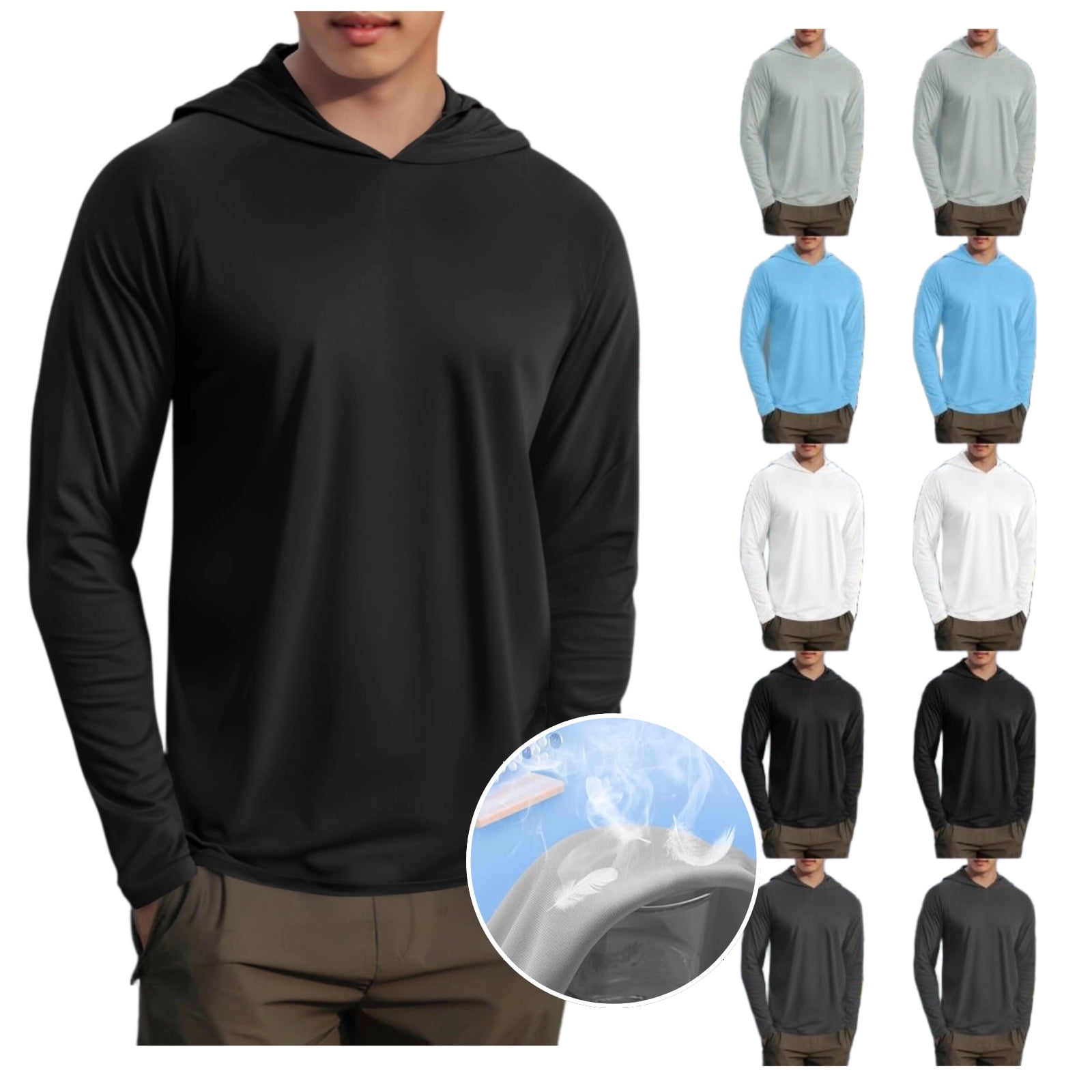 BRDFRL Men's UPF 50+ Sun Protection Hoodie Shirts Long Sleeve Fishing ...