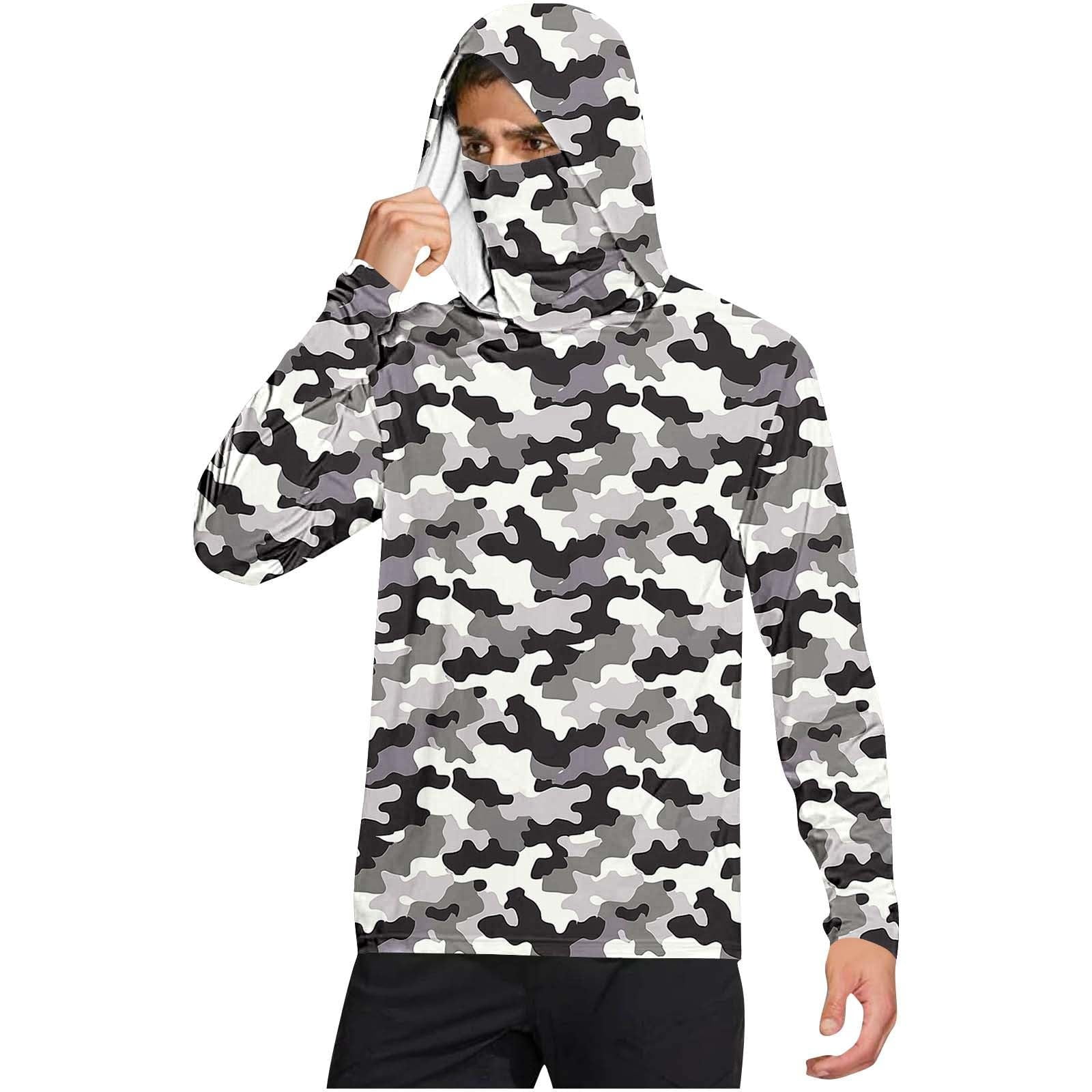 BRDFRL Performance Camo Fishing Hoodie UPF 50+ Mask Thumbholes Long Sleeve Camo Fishing Gear ...