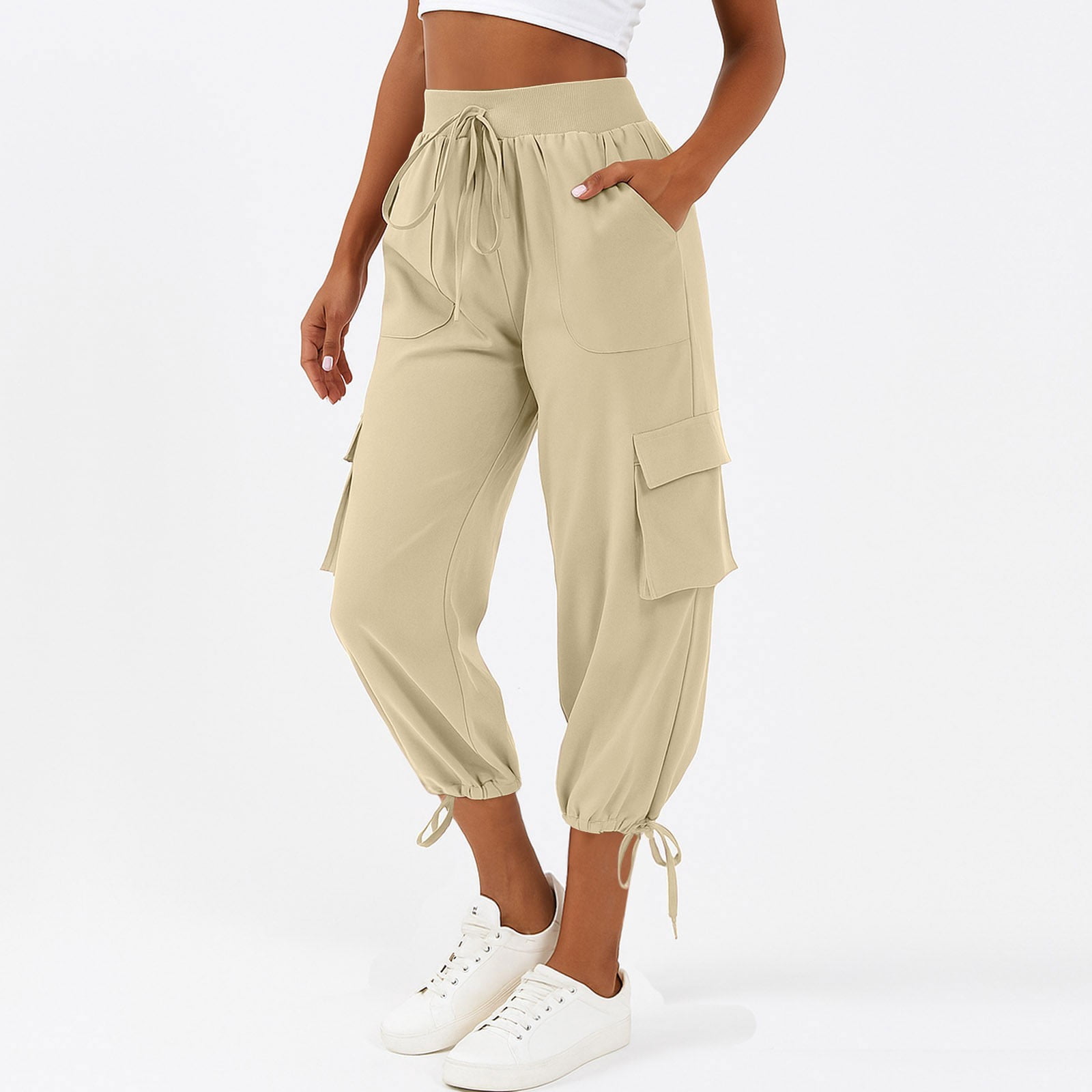 BRDFRL Plus Size Capris for Women Wide Leg Cargo Pants Lightweight ...
