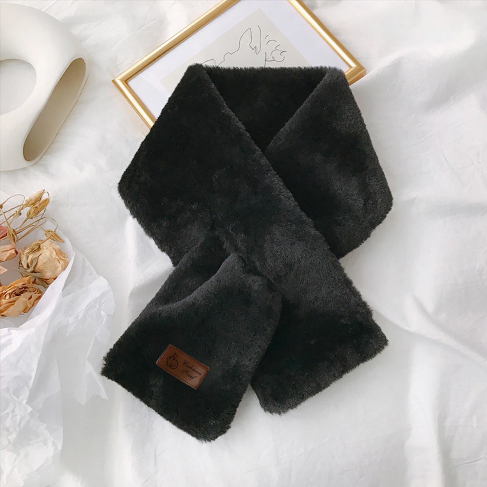 BRDFRL Plush Scarf for Women Winter Furry Faux Fur Loophole Short Scarf ...
