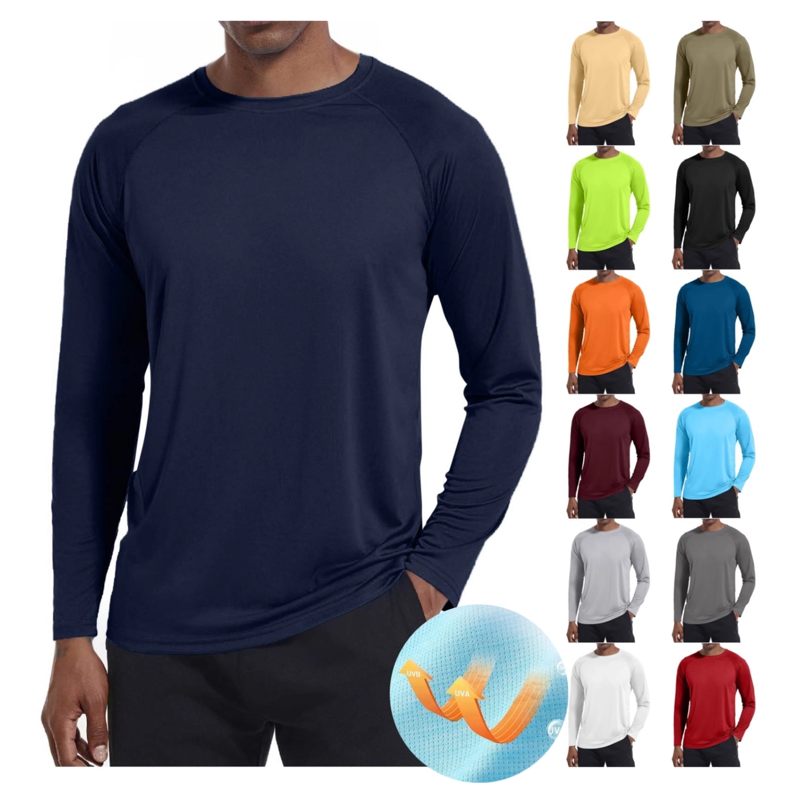 BRDFRL Rash Guard for Men SPF Shirts Long Sleeve Lightweight UPF 50 ...