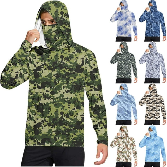 BRDFRL Thumbholes Camo Shirts UPF 50+ Hoodie Sun Protection Men’s ...