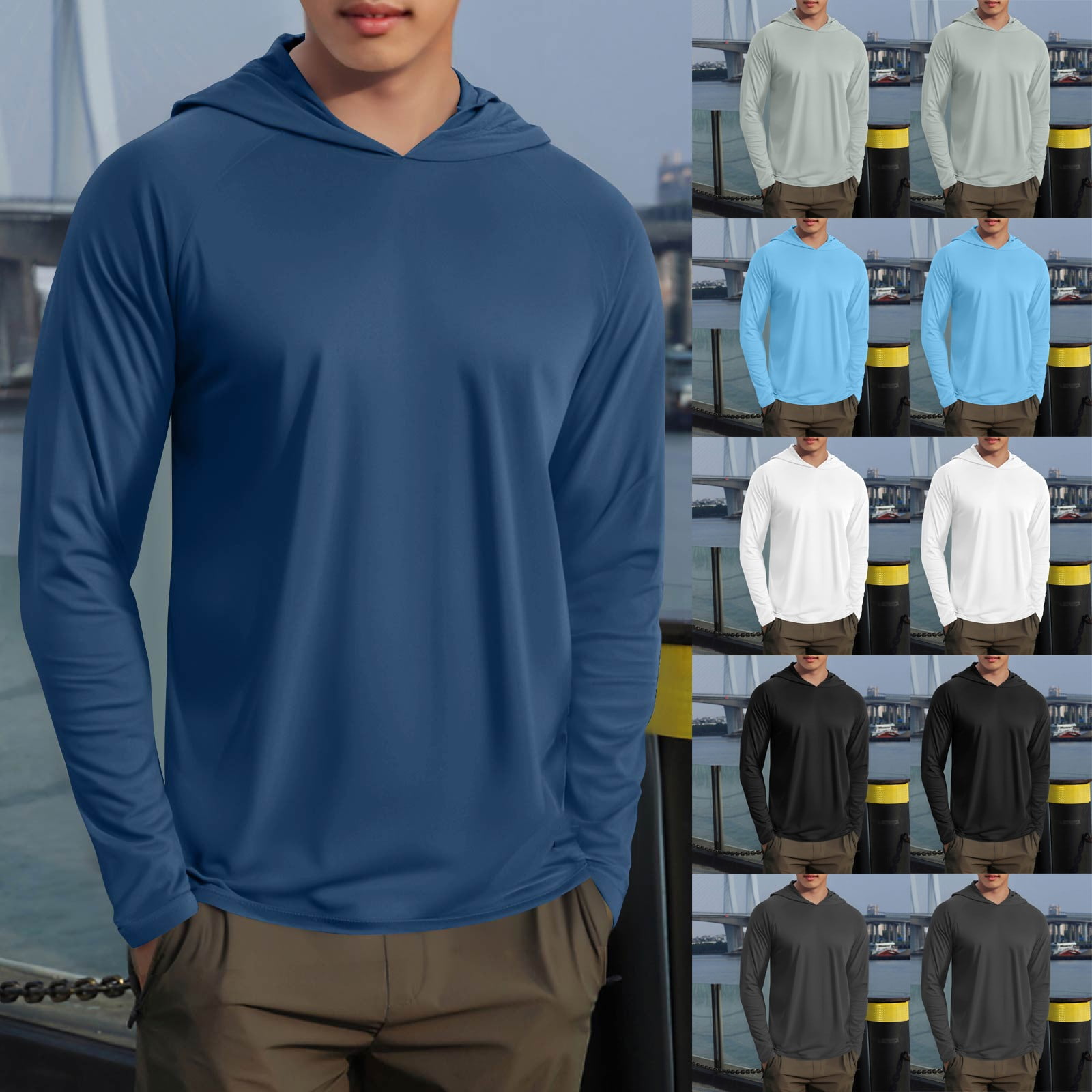 BRDFRL UPF 50+ Fishing Shirts for Men, Long Sleeve UV Protection Sun ...