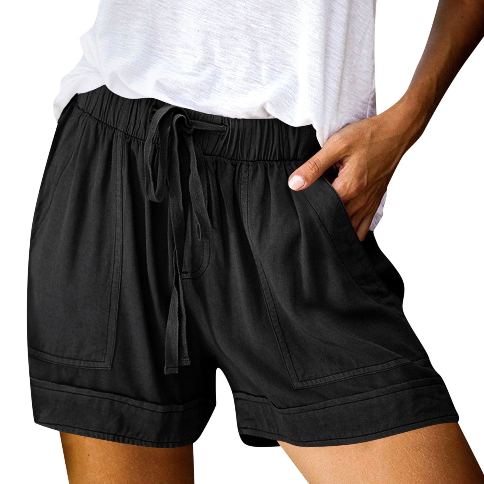Brdfrl Women Casual Shorts Drawstring Comfy Elastic Waist Shorts Summer