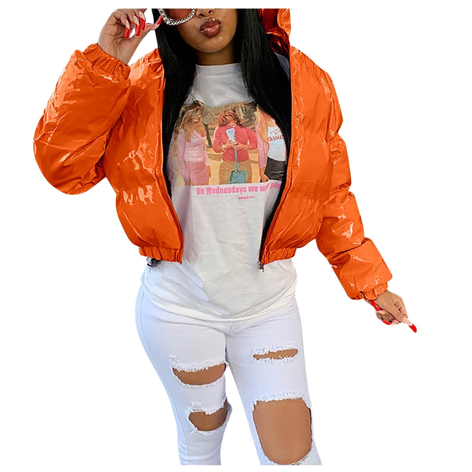 BRDFRL Women Quilted Cropped Jackets Zipper Short Colorful Down Jacket ...