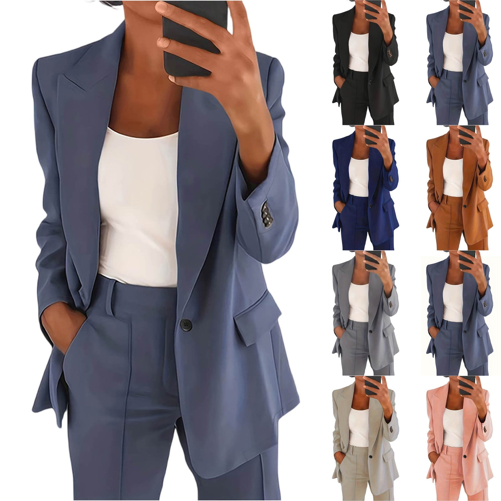 BRDFRL Women's Business Casual Blazer Lapel Collar Long Sleeve Open ...
