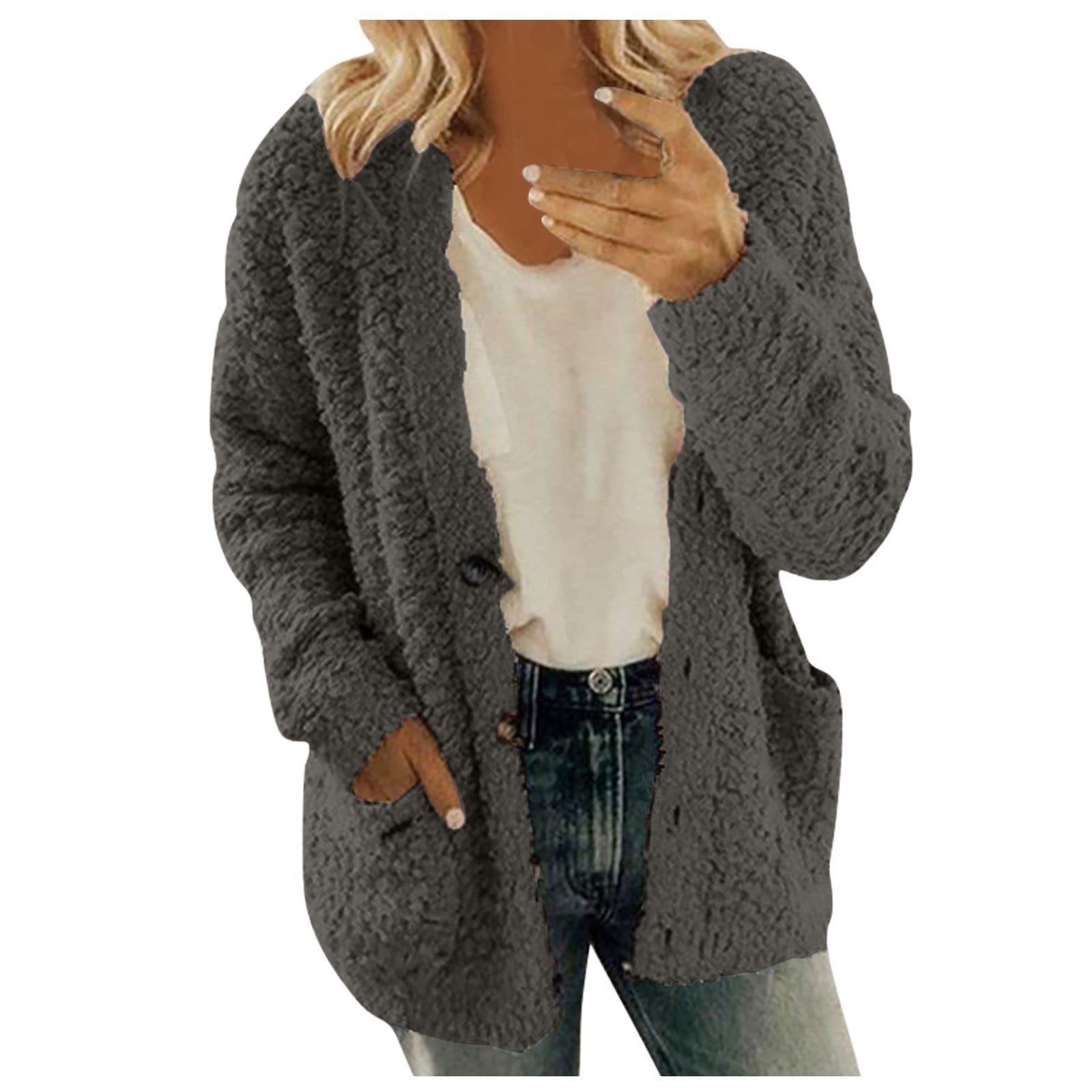 BRDFRL Women's Chunky Popcorn Cardigan Oversized Open Front Boyfriend ...