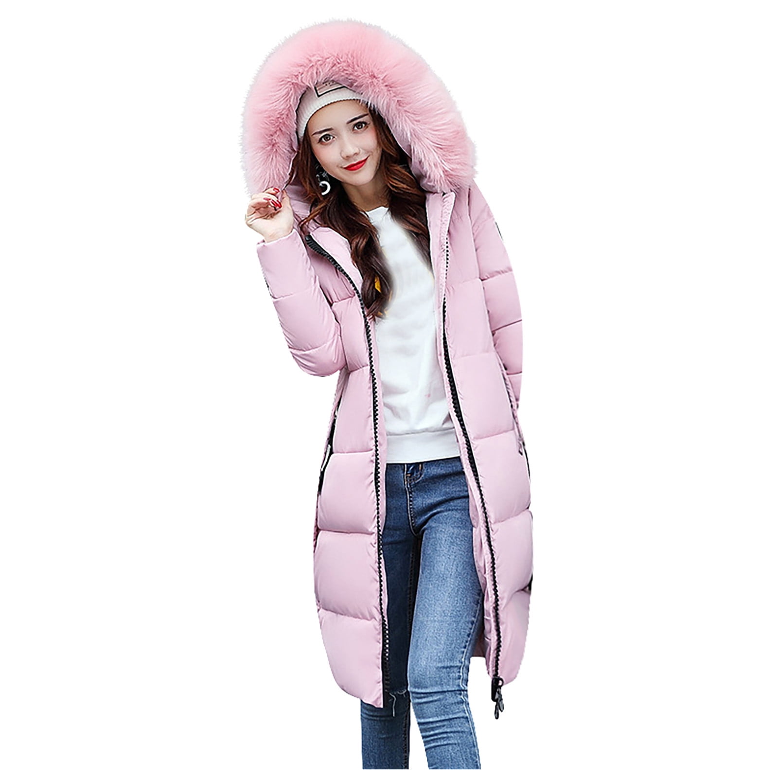 BRDFRL Women's Down Parka Pink M - Walmart.com