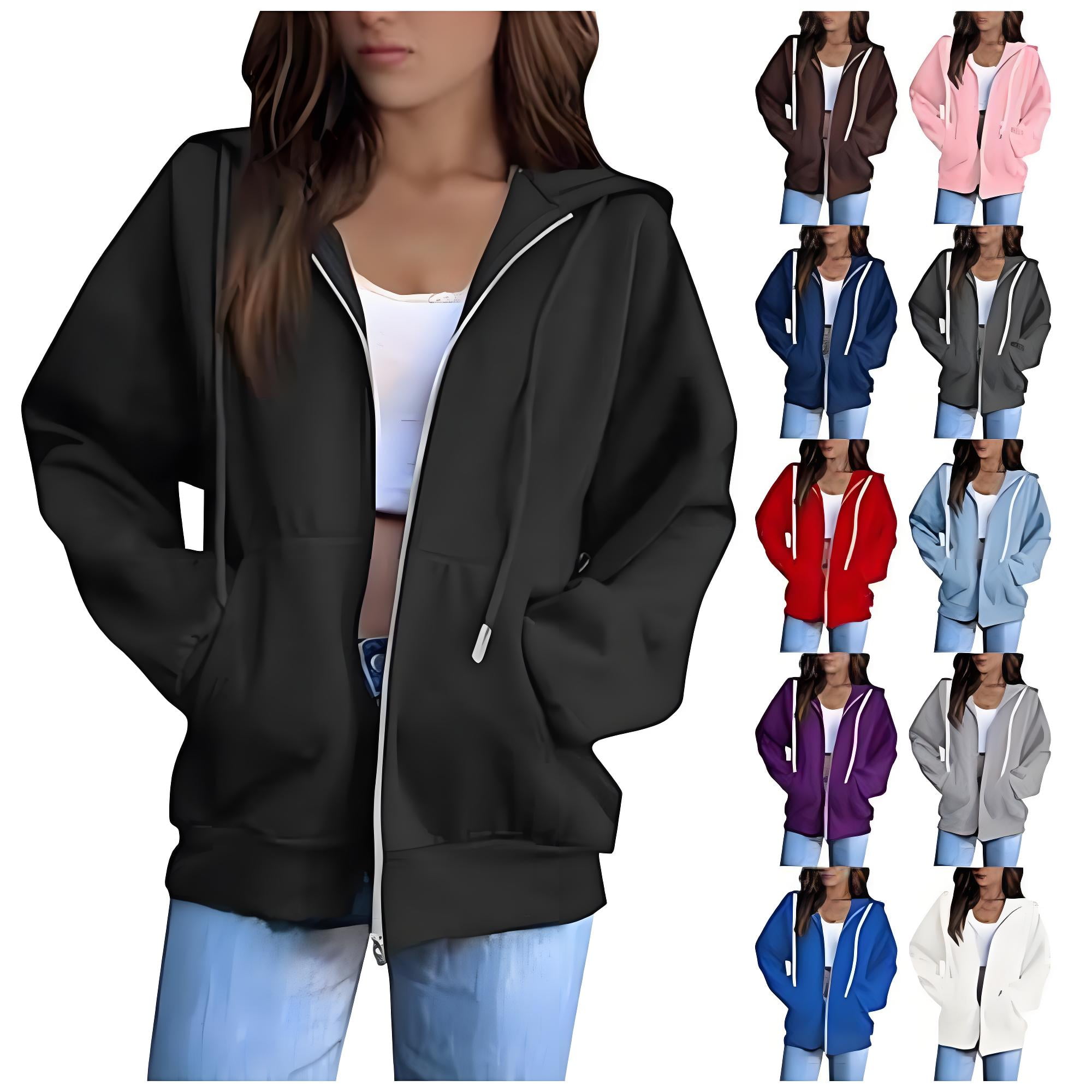 BRDFRL Women's Full Zip Up Hoodie Long Sleeve Hooded Hoodie Sweatshirts ...