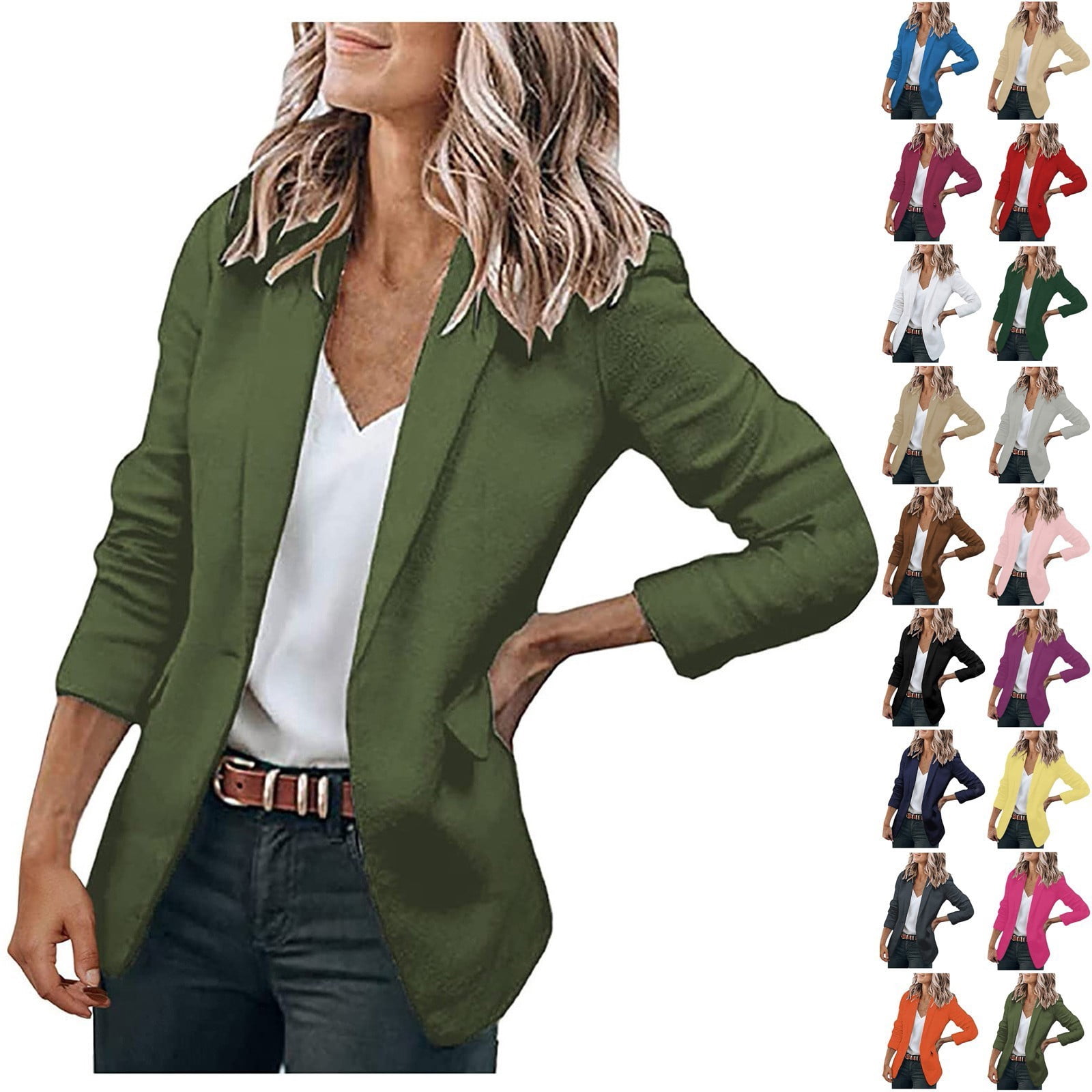 BRDFRL Women's Lined Blazers Business Casual Long Sleeve Blazer Open ...