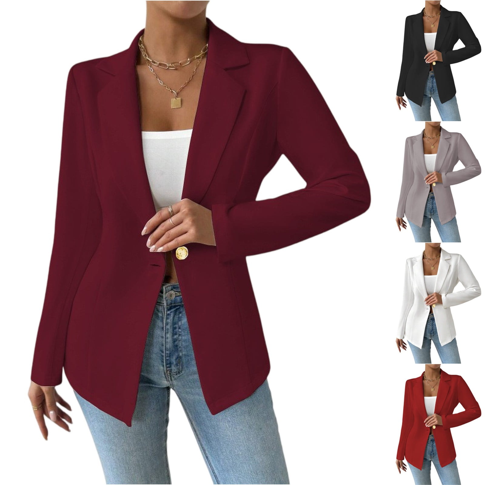 BRDFRL Women's Oversized Blazer Casual Lightweight Jacket Long Sleeve ...