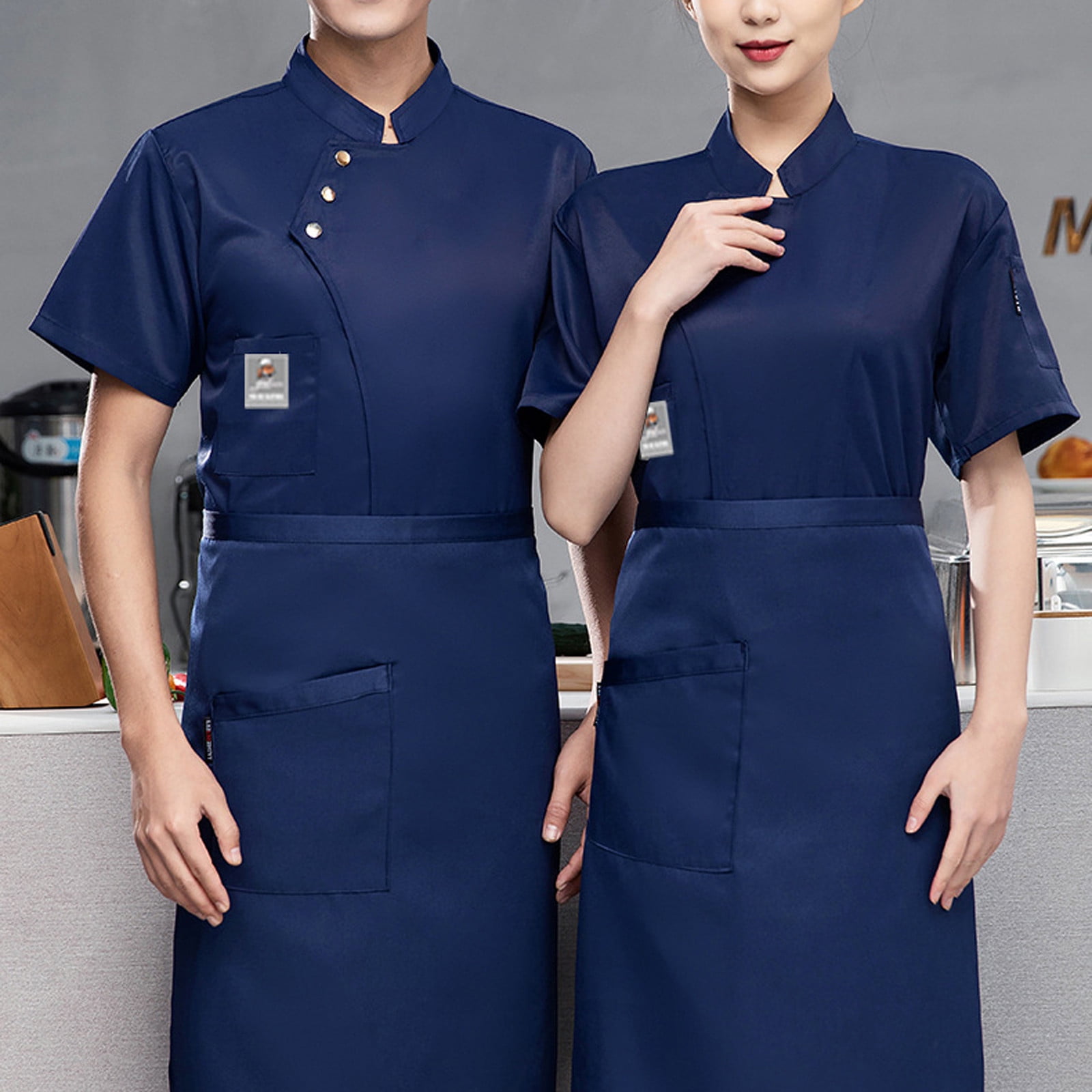 BRDFRL Women's Unisex Short Sleeve Chef Coat Hidden Vent for ...