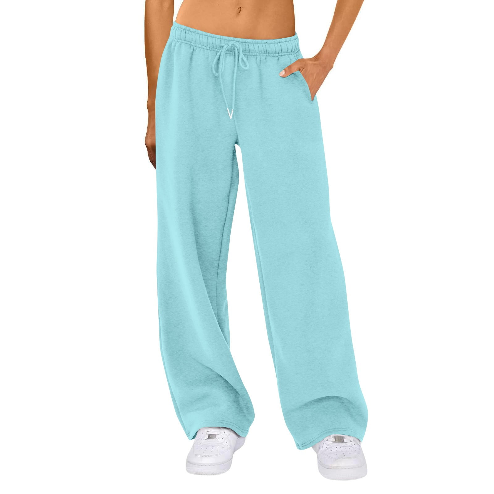 BRDFRL Women's Wide Leg Sweatpants Elastic High Waist Straight Leg ...