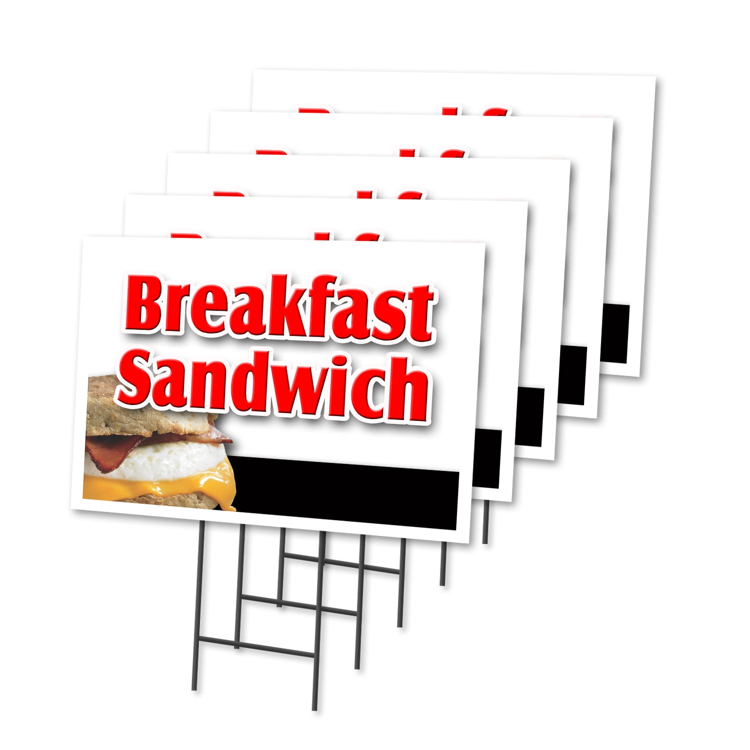 BREAKFAST SANDWICH 5 Pack Of 12" x 16" Yard Sign & Stake outdoor ...